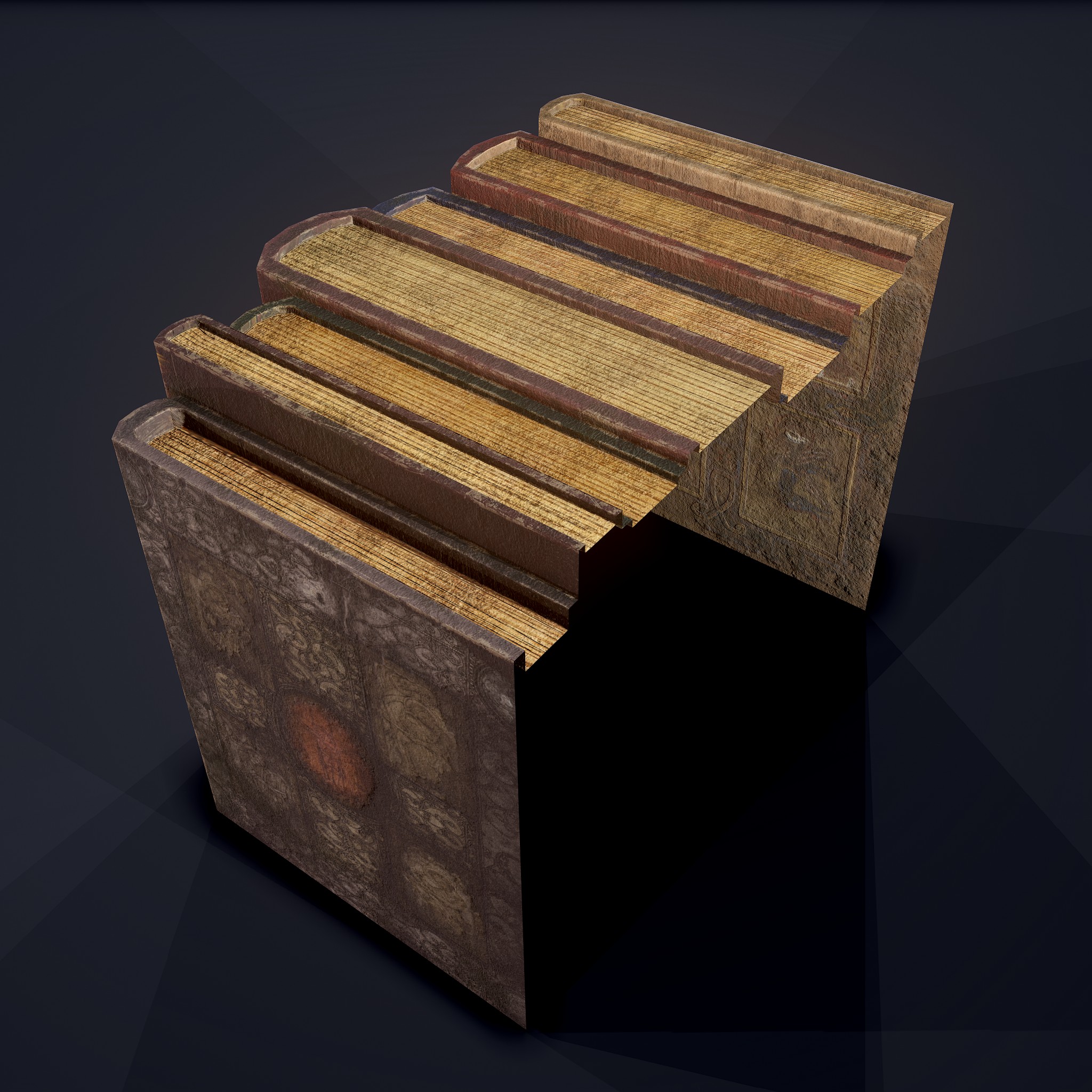 Medieval Books Row 2 Design 1 - 3D Model by Get Dead Entertainment
