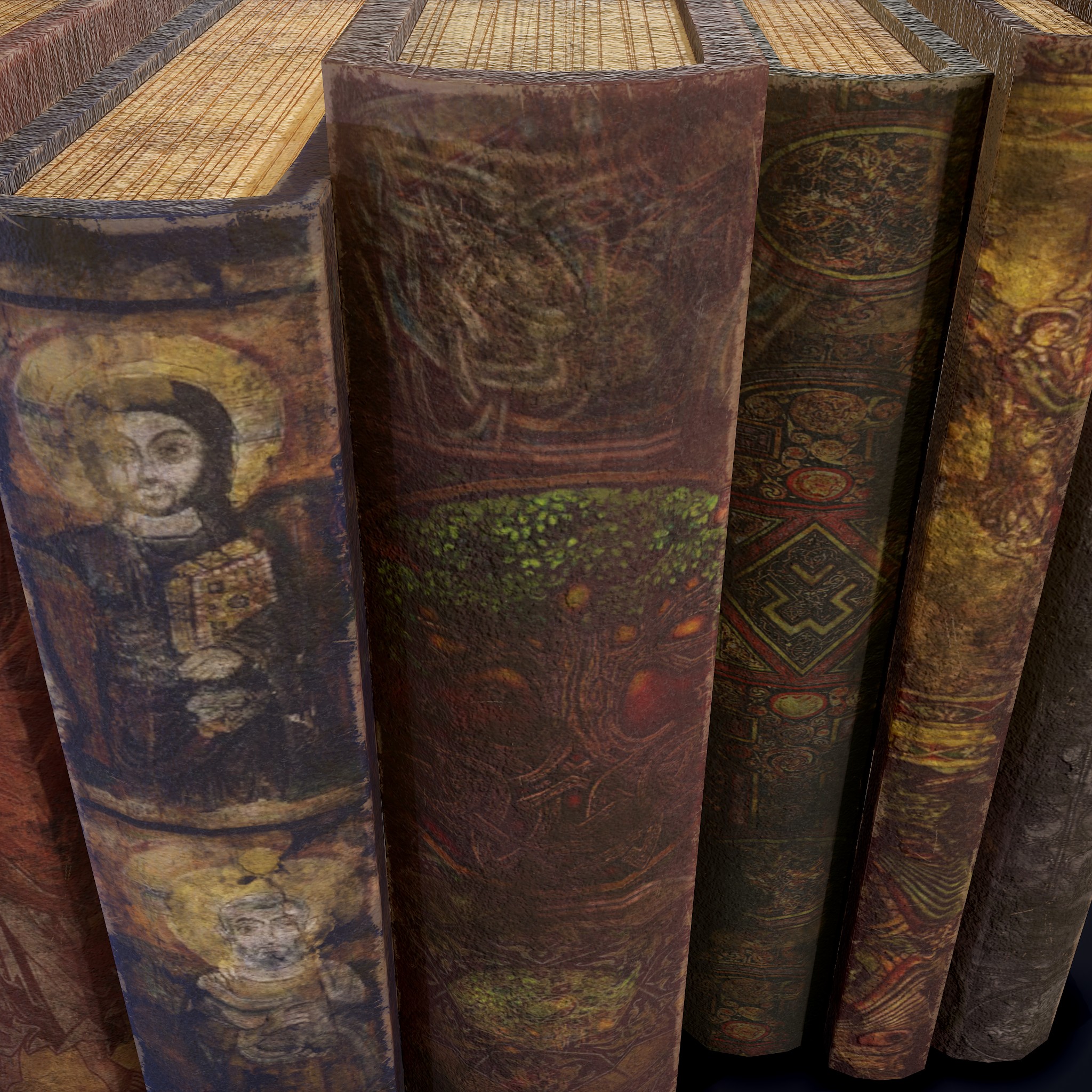 Medieval Books Row 2 Design 1 - 3D Model by Get Dead Entertainment