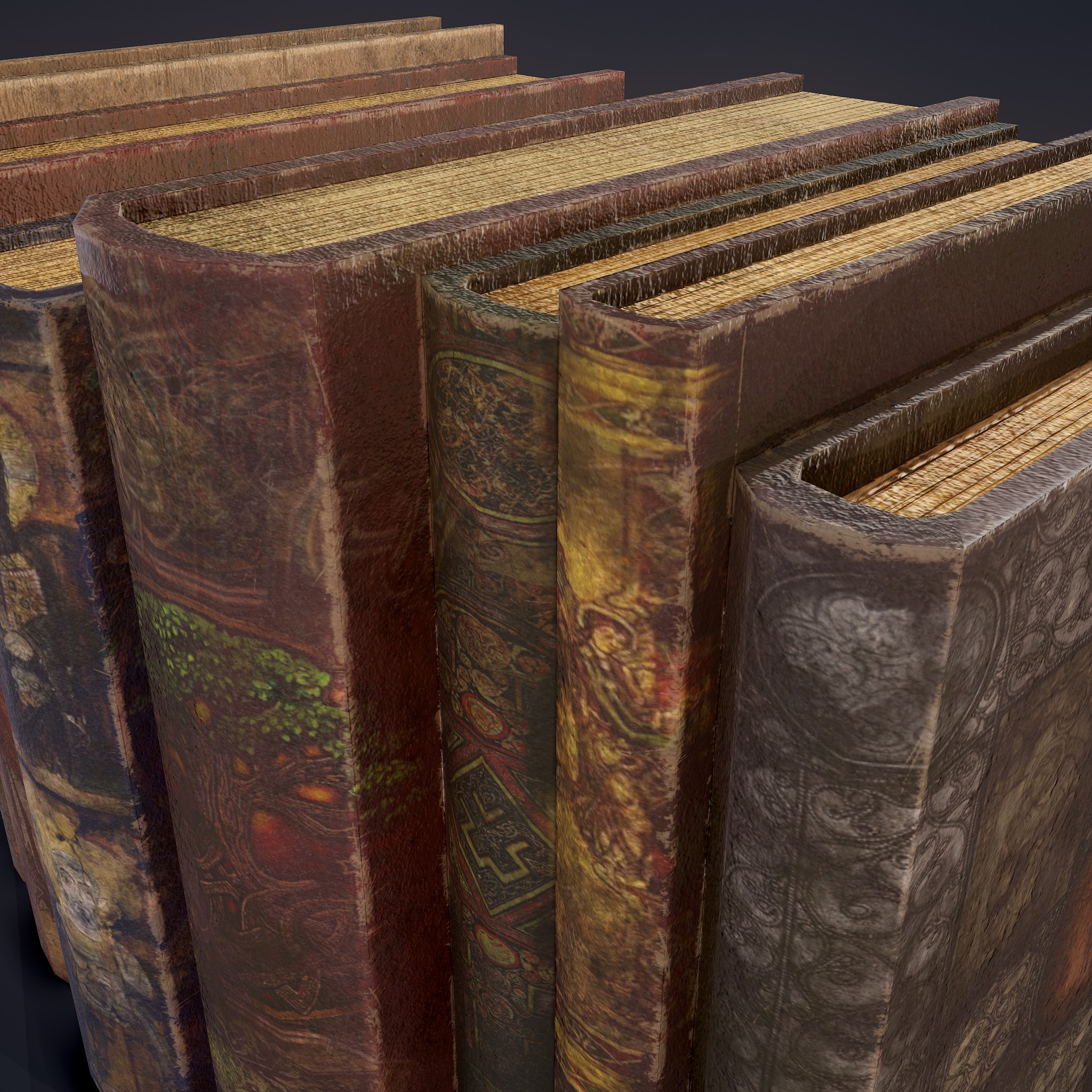 Medieval Books Row 2 Design 1 - 3D Model by Get Dead Entertainment