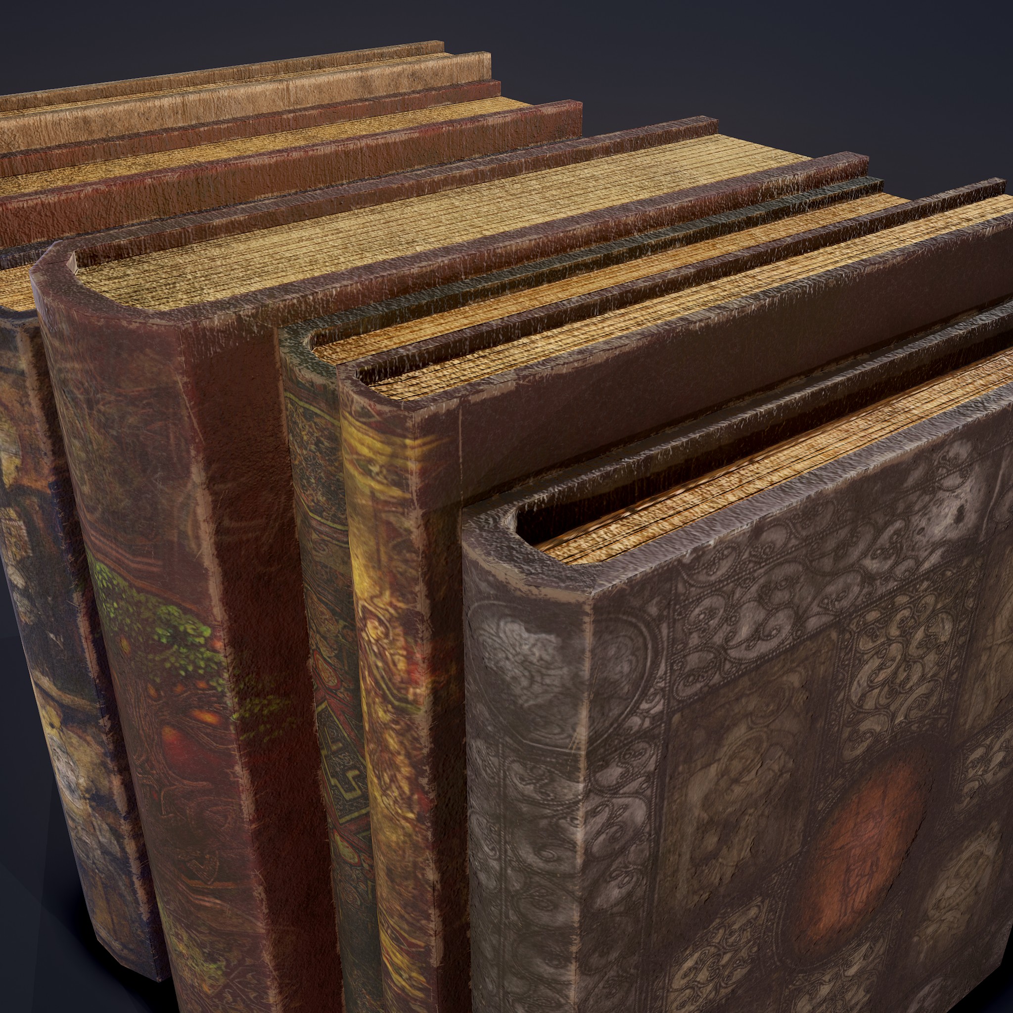 Medieval Books Row 2 Design 1 - 3D Model by Get Dead Entertainment