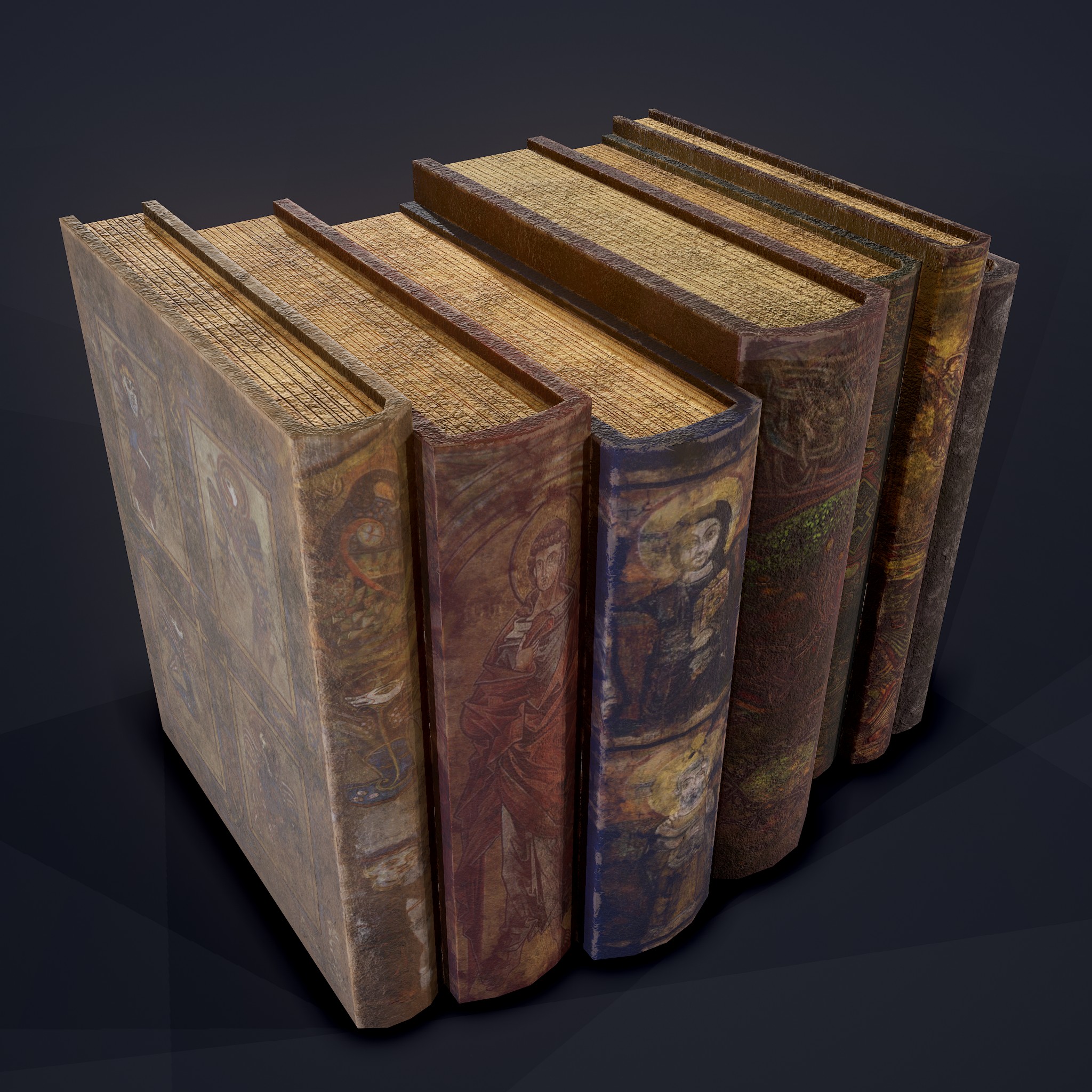 Medieval Books Row 2 Design 1 - 3D Model by Get Dead Entertainment