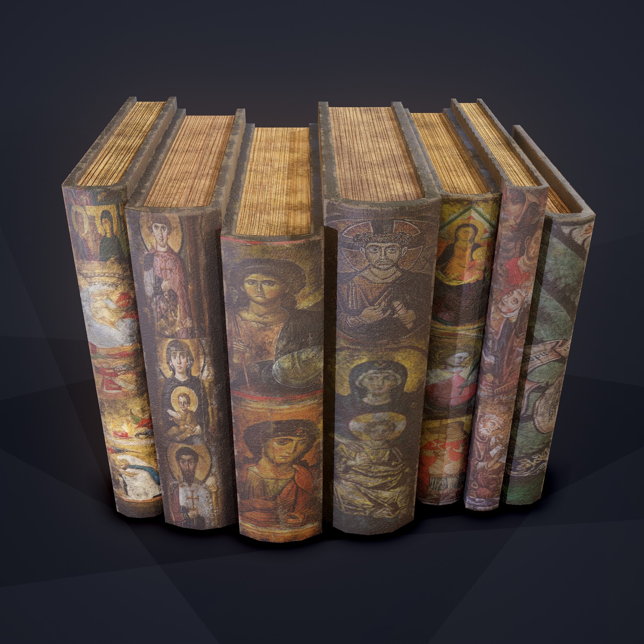 Medieval Books Row 2 Design 2 - 3D Model by Get Dead Entertainment