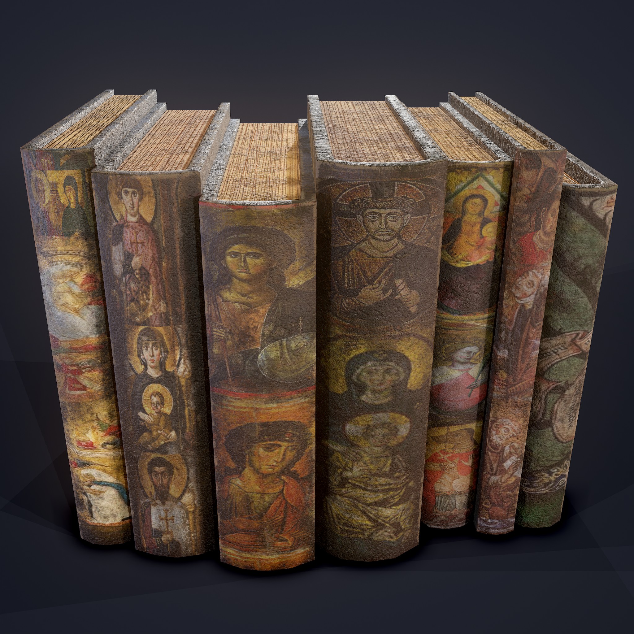Medieval Books Row 2 Design 2 - 3D Model by Get Dead Entertainment