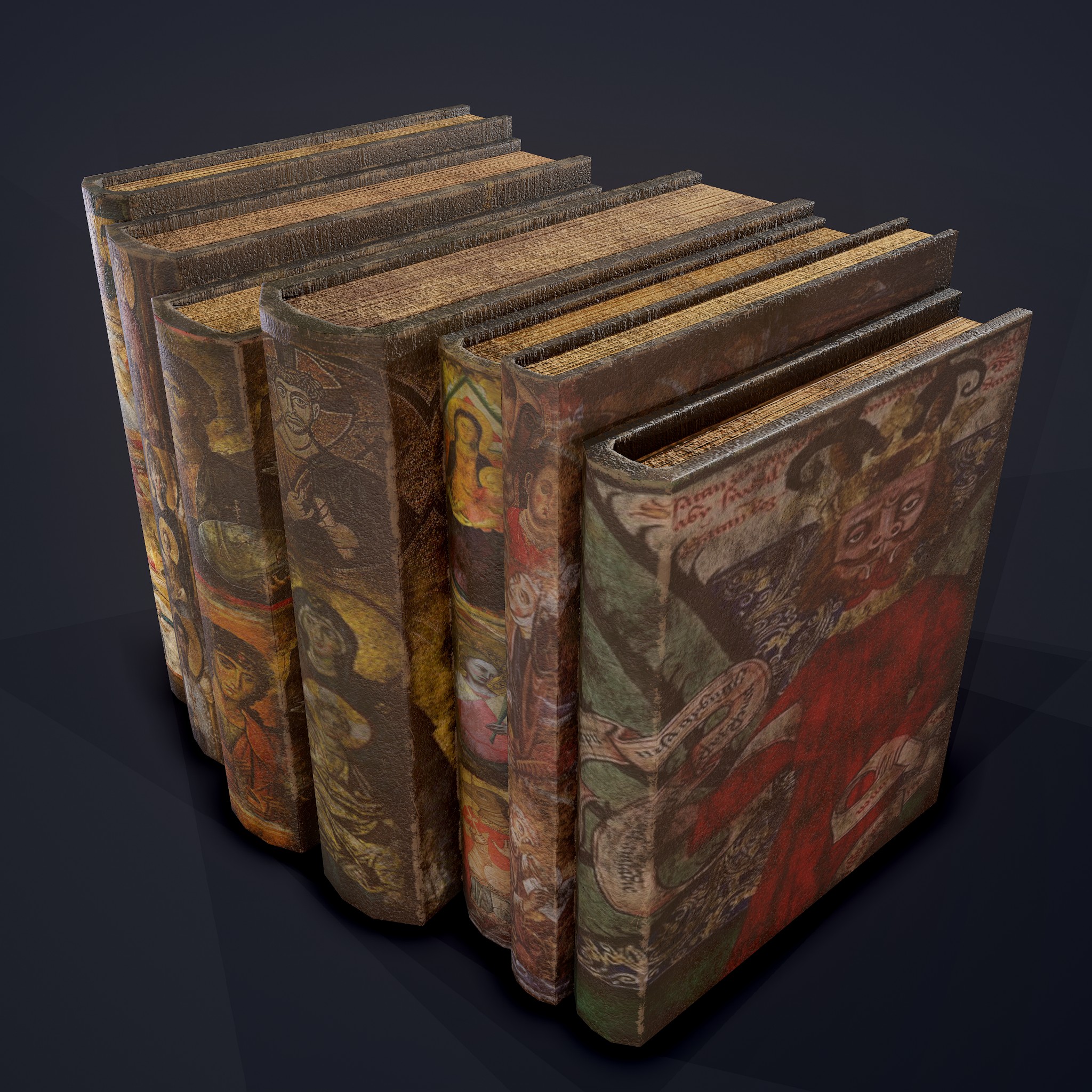 Medieval Books Row 2 Design 2 - 3D Model by Get Dead Entertainment