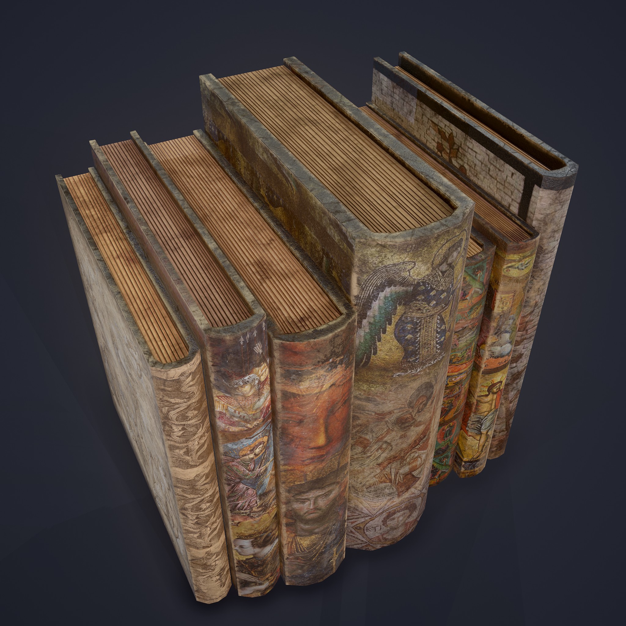 Medieval Books Row 3 Design 1 - 3D Model by Get Dead Entertainment
