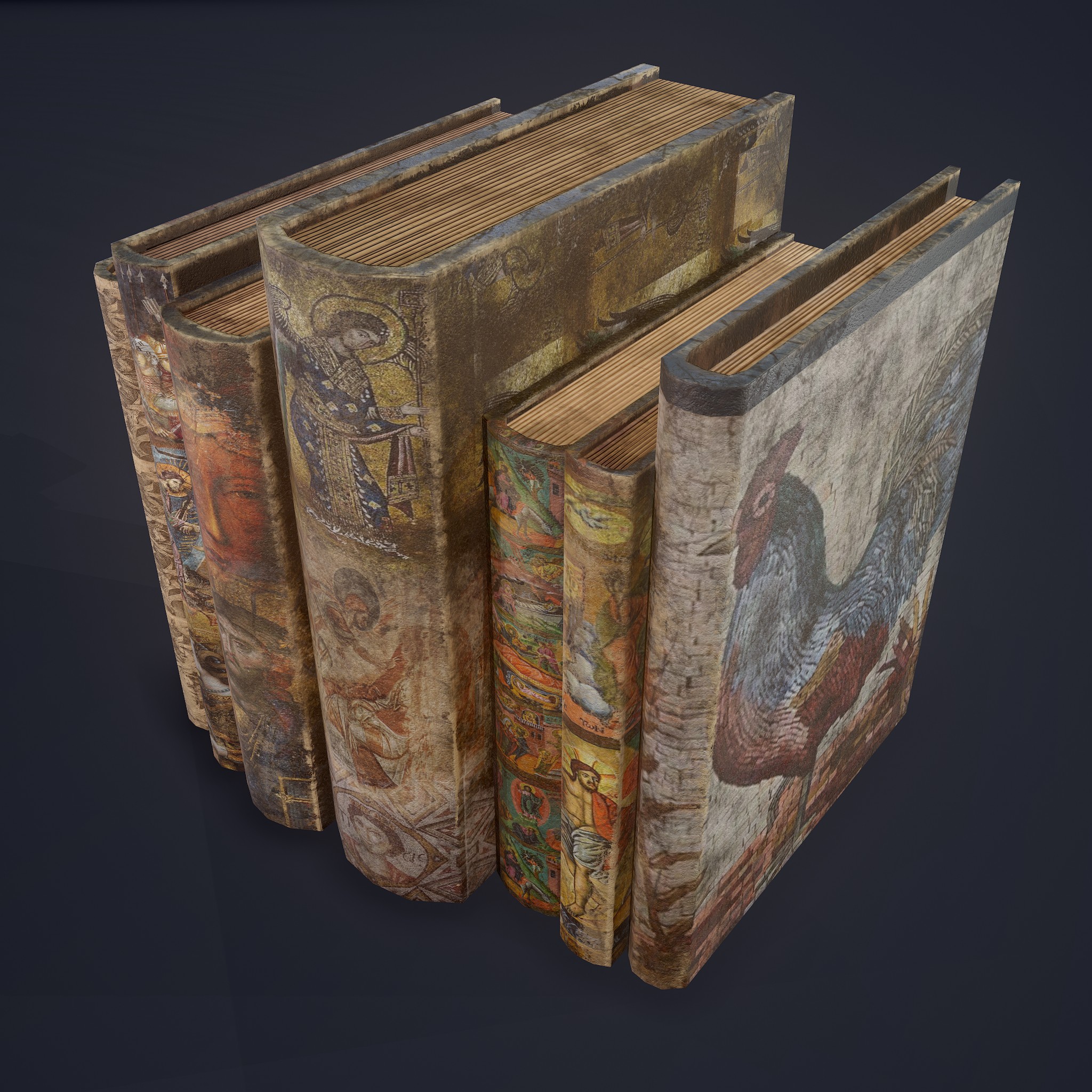 Medieval Books Row 3 Design 1 - 3D Model by Get Dead Entertainment
