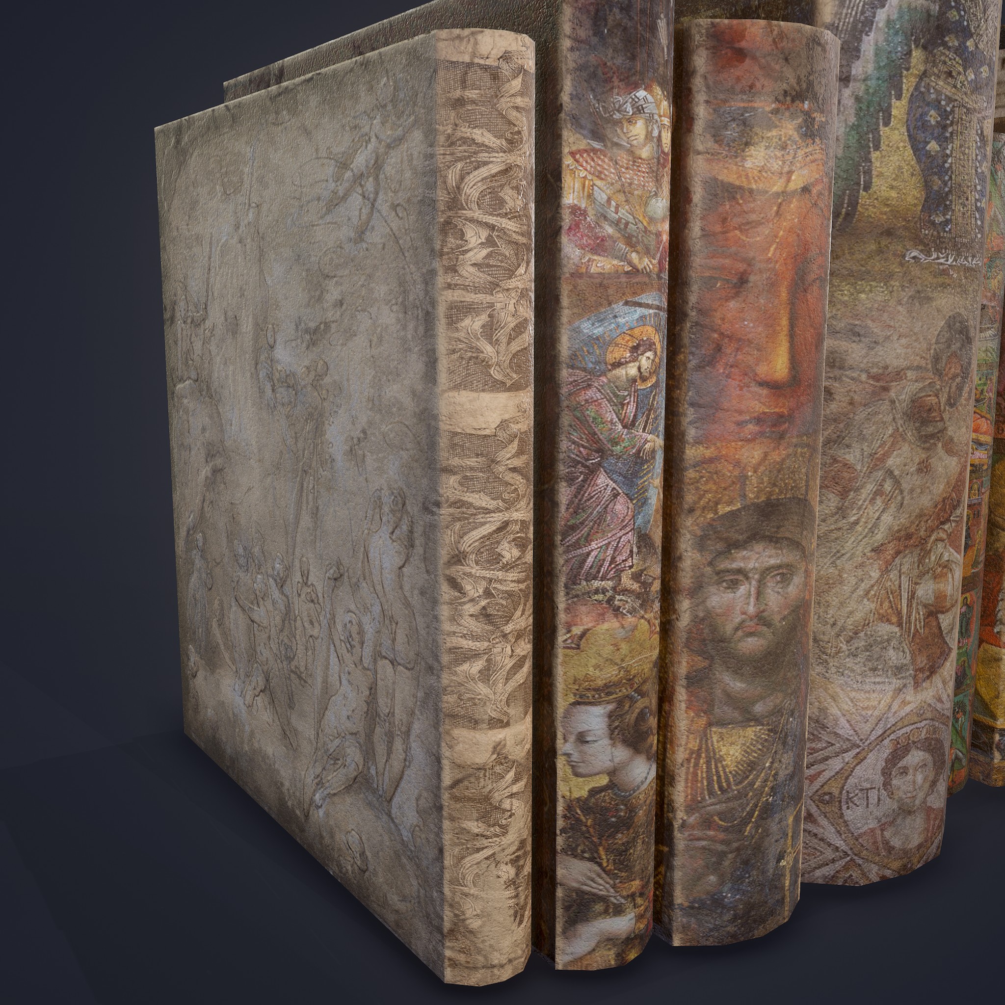 Medieval Books Row 3 Design 1 - 3D Model by Get Dead Entertainment