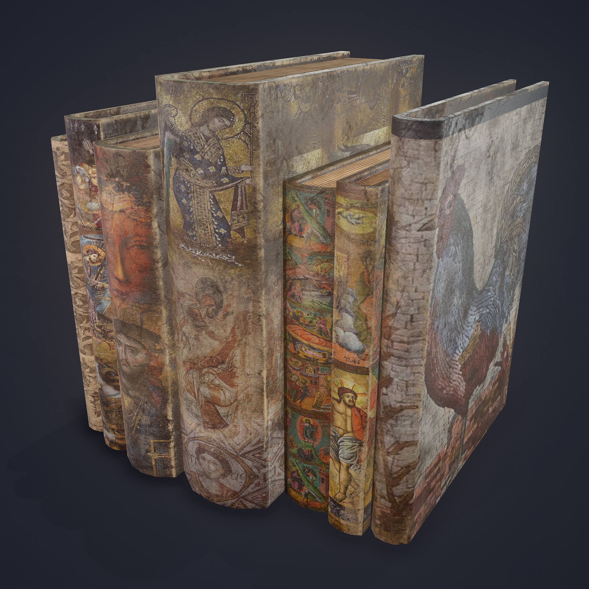 Medieval Books Row 3 Design 1 - 3D Model by Get Dead Entertainment