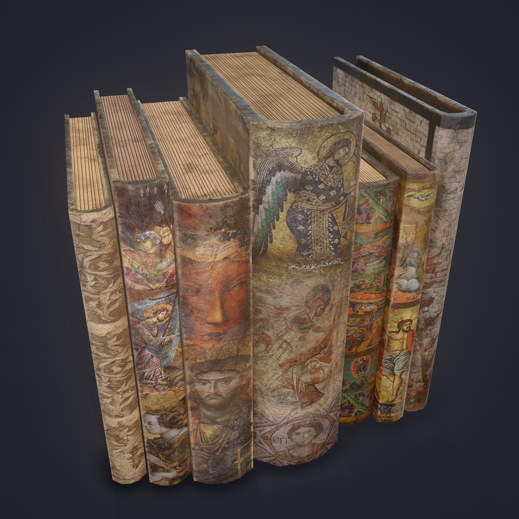 Medieval Books Row 3 Design 1 - 3D Model by Get Dead Entertainment
