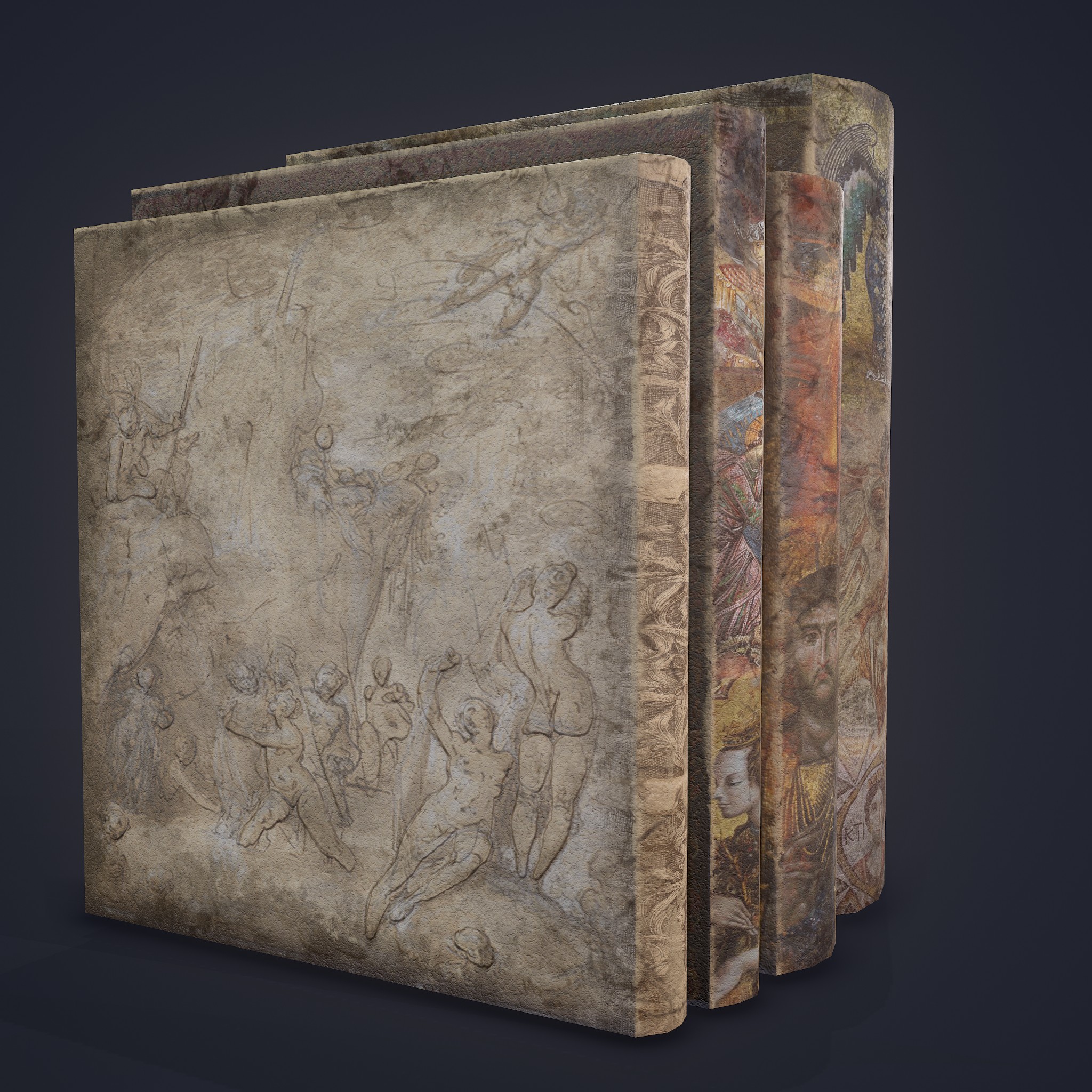 Medieval Books Row 3 Design 1 - 3D Model by Get Dead Entertainment
