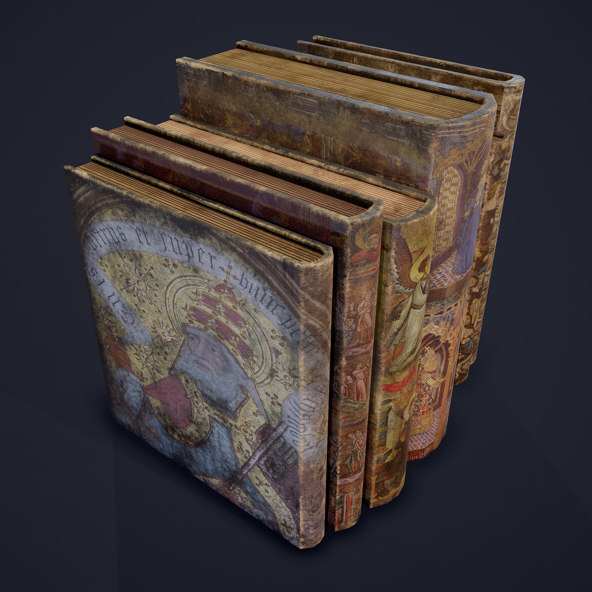 Medieval Books Row 3 Design 2 - 3D Model by Get Dead Entertainment