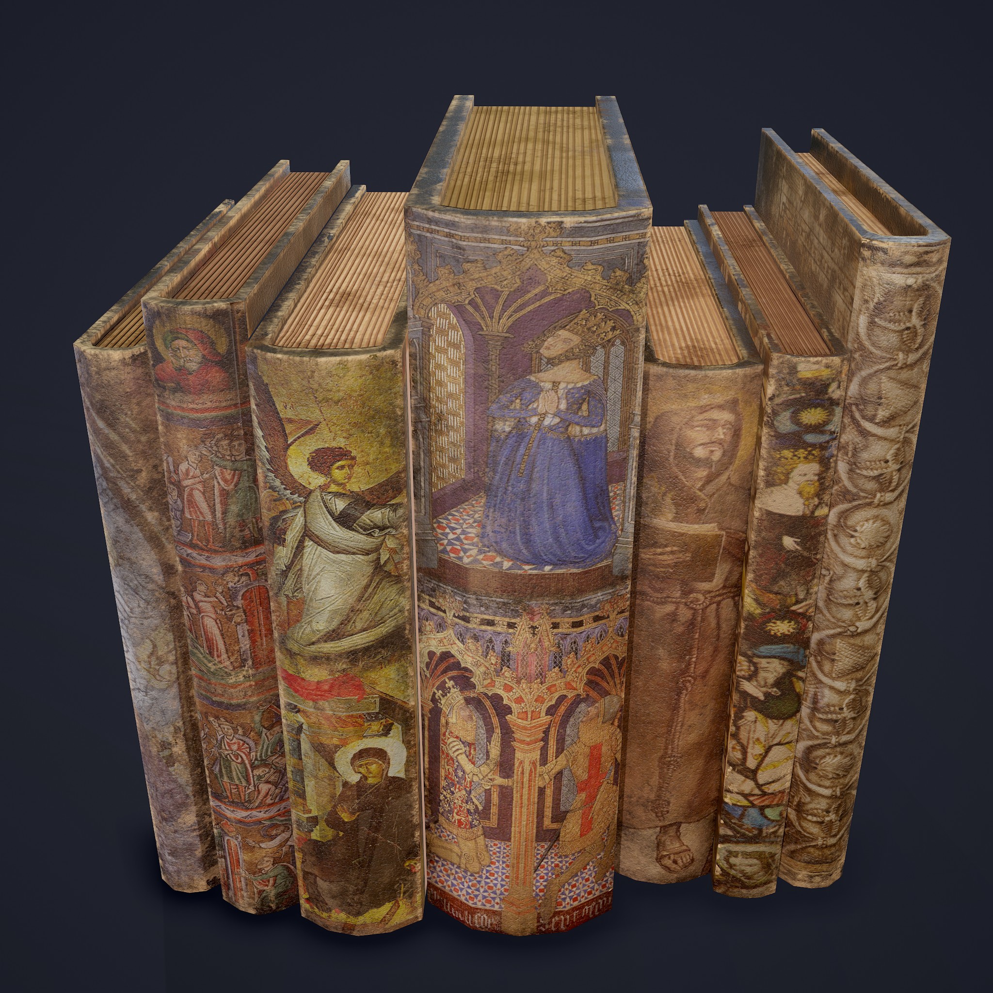 Medieval Books Row 3 Design 2 - 3D Model by Get Dead Entertainment