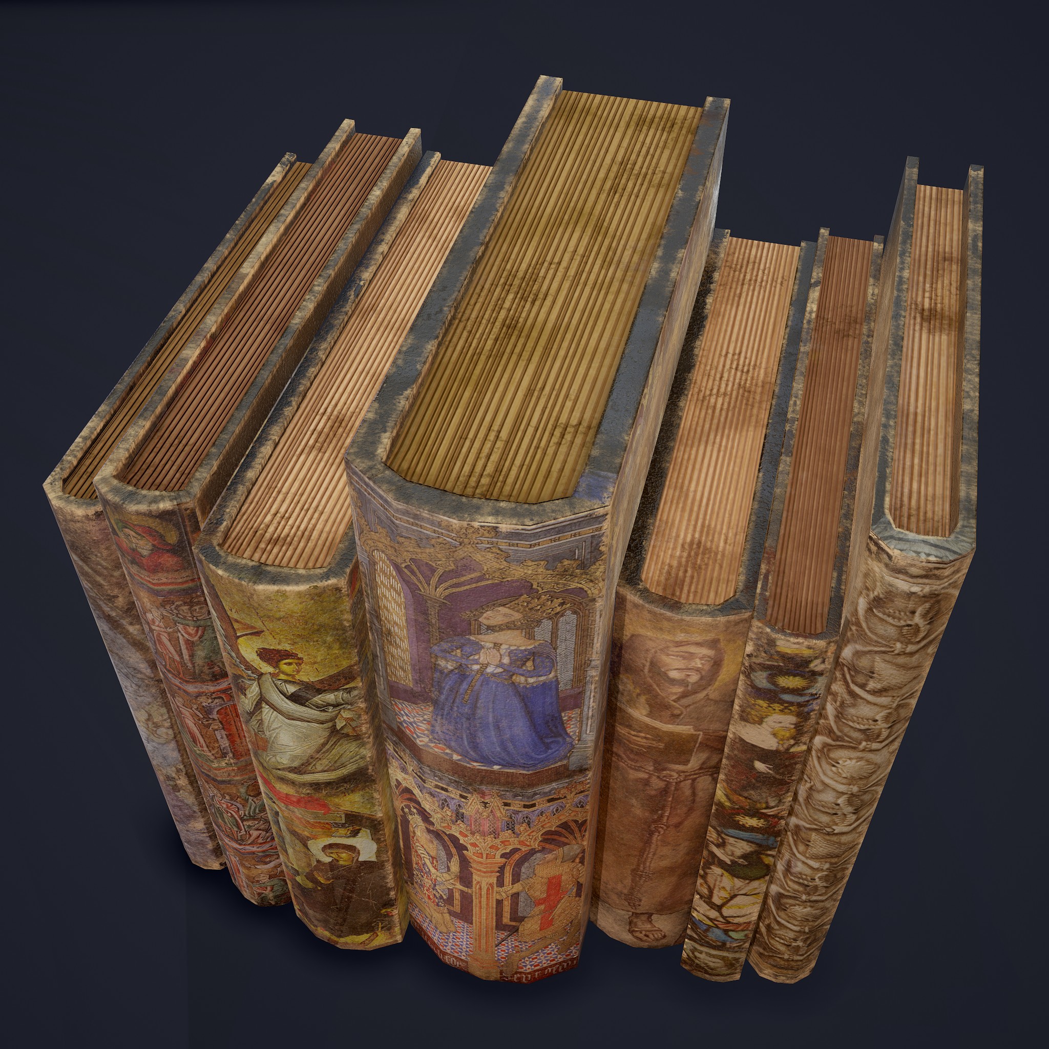 Medieval Books Row 3 Design 2 - 3D Model by Get Dead Entertainment