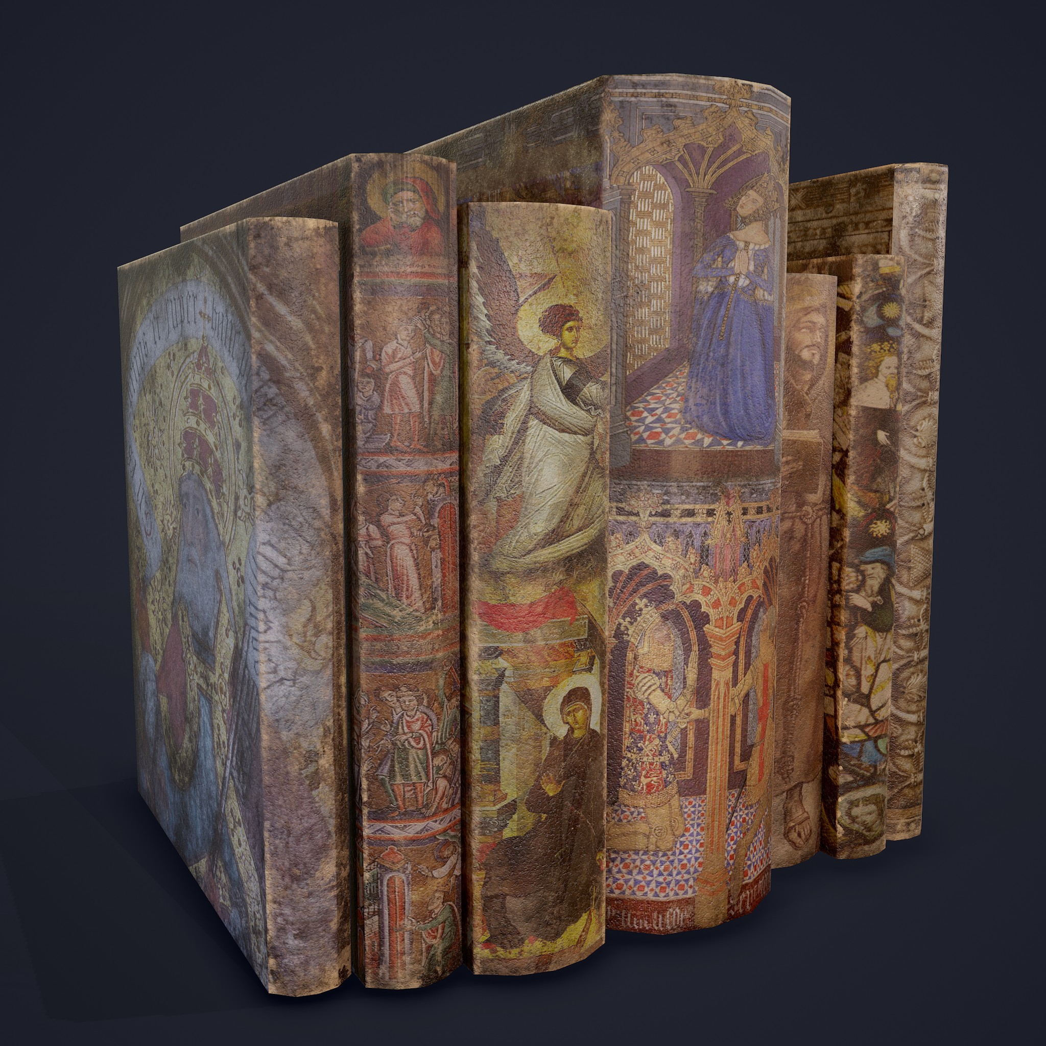 Medieval Books Row 3 Design 2 - 3D Model by Get Dead Entertainment