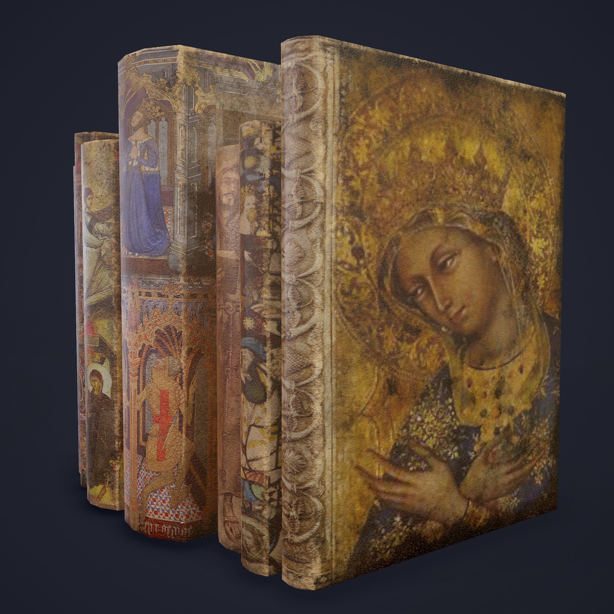 Medieval Books Row 3 Design 2 - 3D Model by Get Dead Entertainment