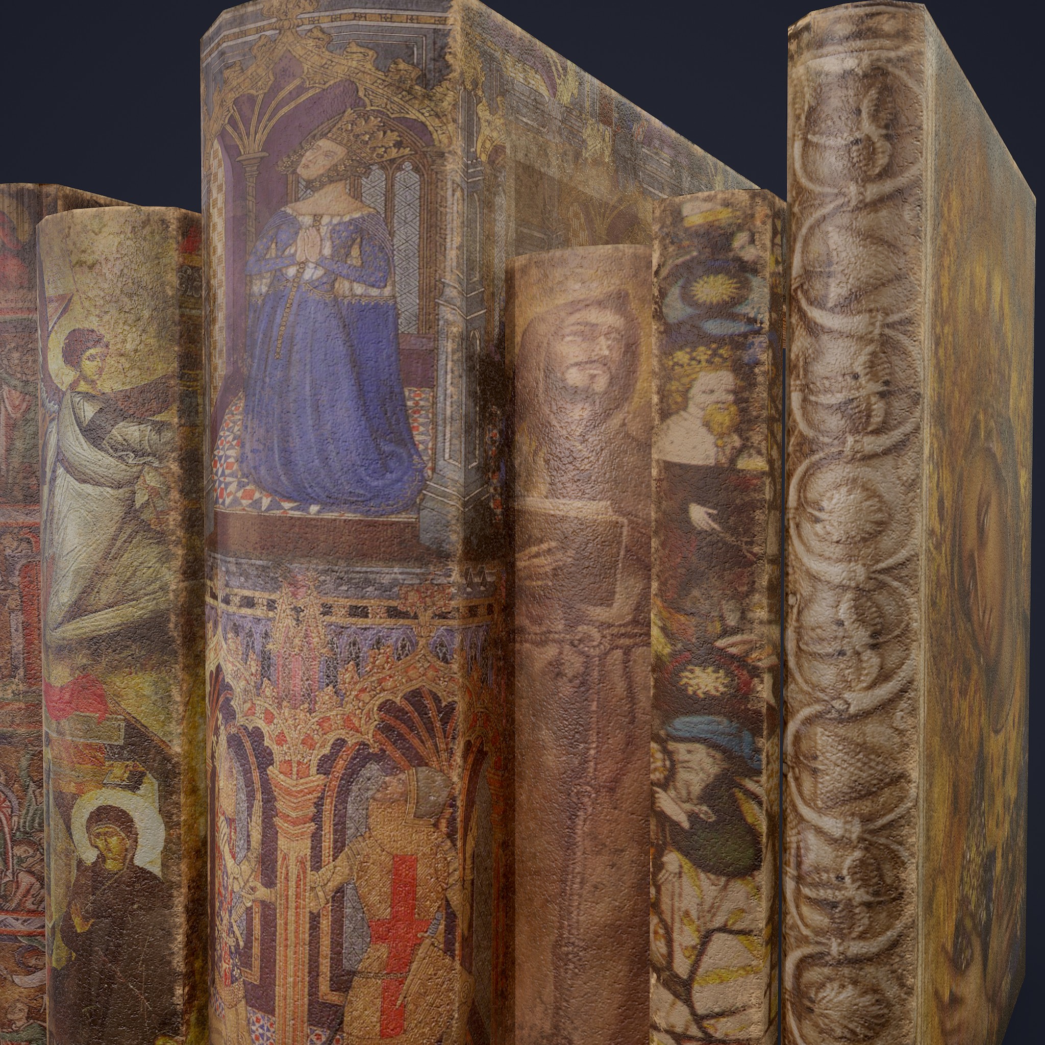 Medieval Books Row 3 Design 2 - 3D Model by Get Dead Entertainment