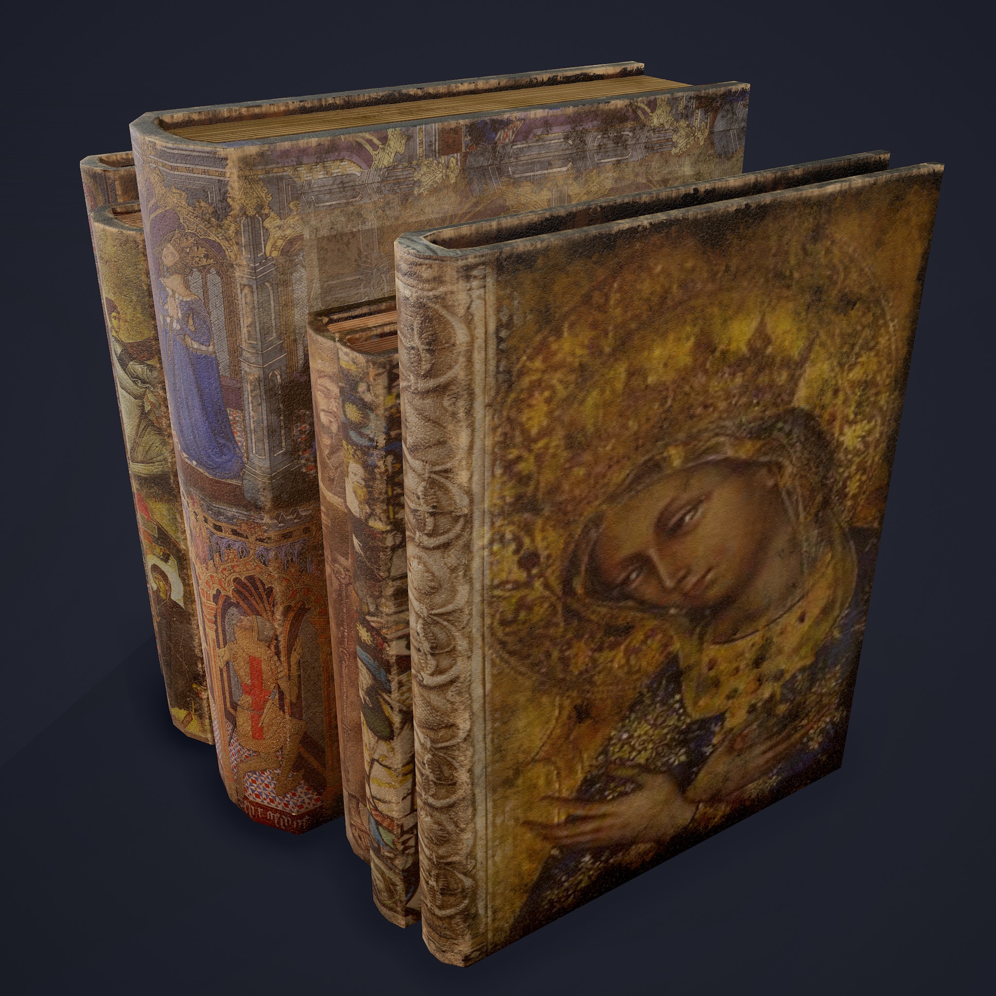 Medieval Books Row 3 Design 2 - 3D Model by Get Dead Entertainment