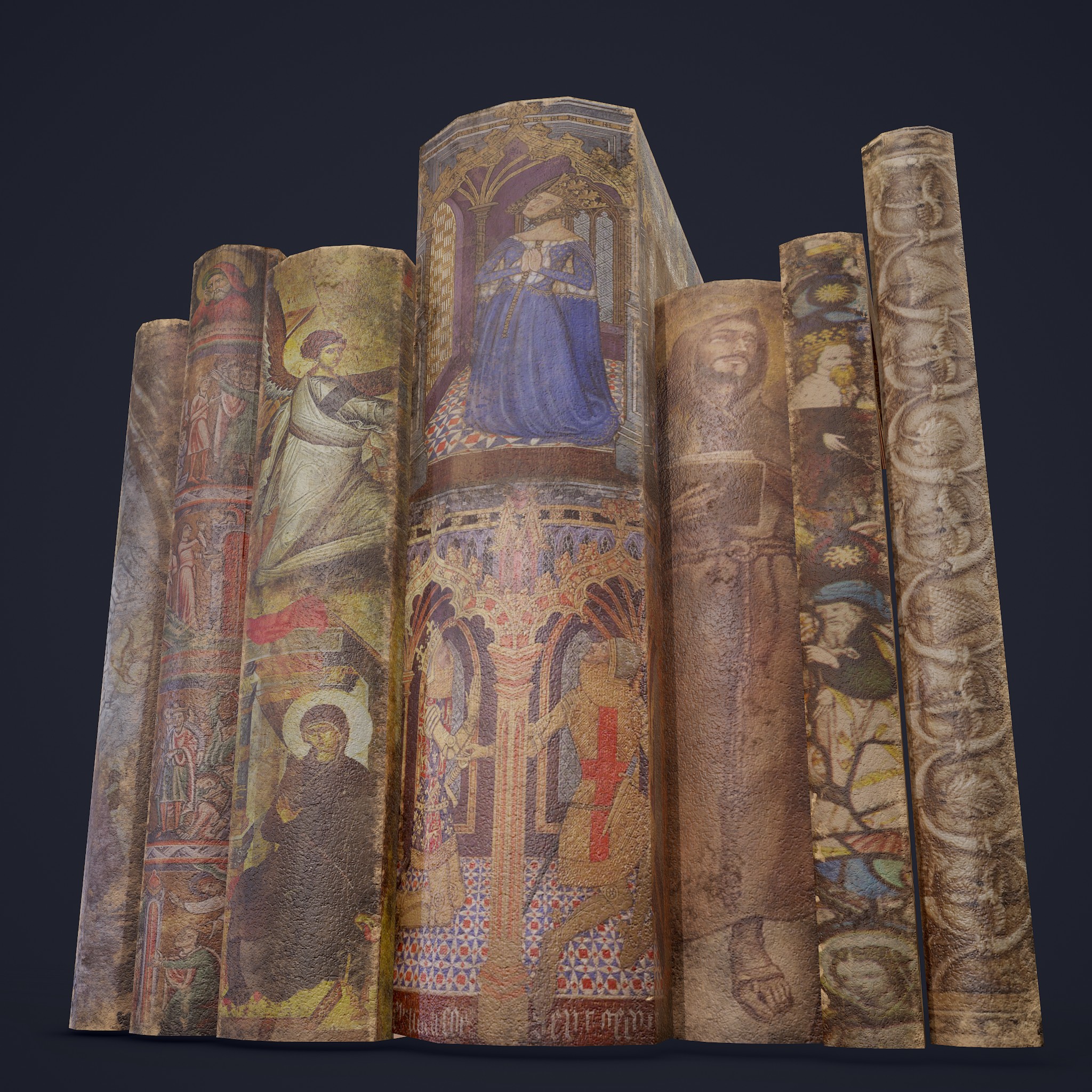 Medieval Books Row 3 Design 2 - 3D Model by Get Dead Entertainment