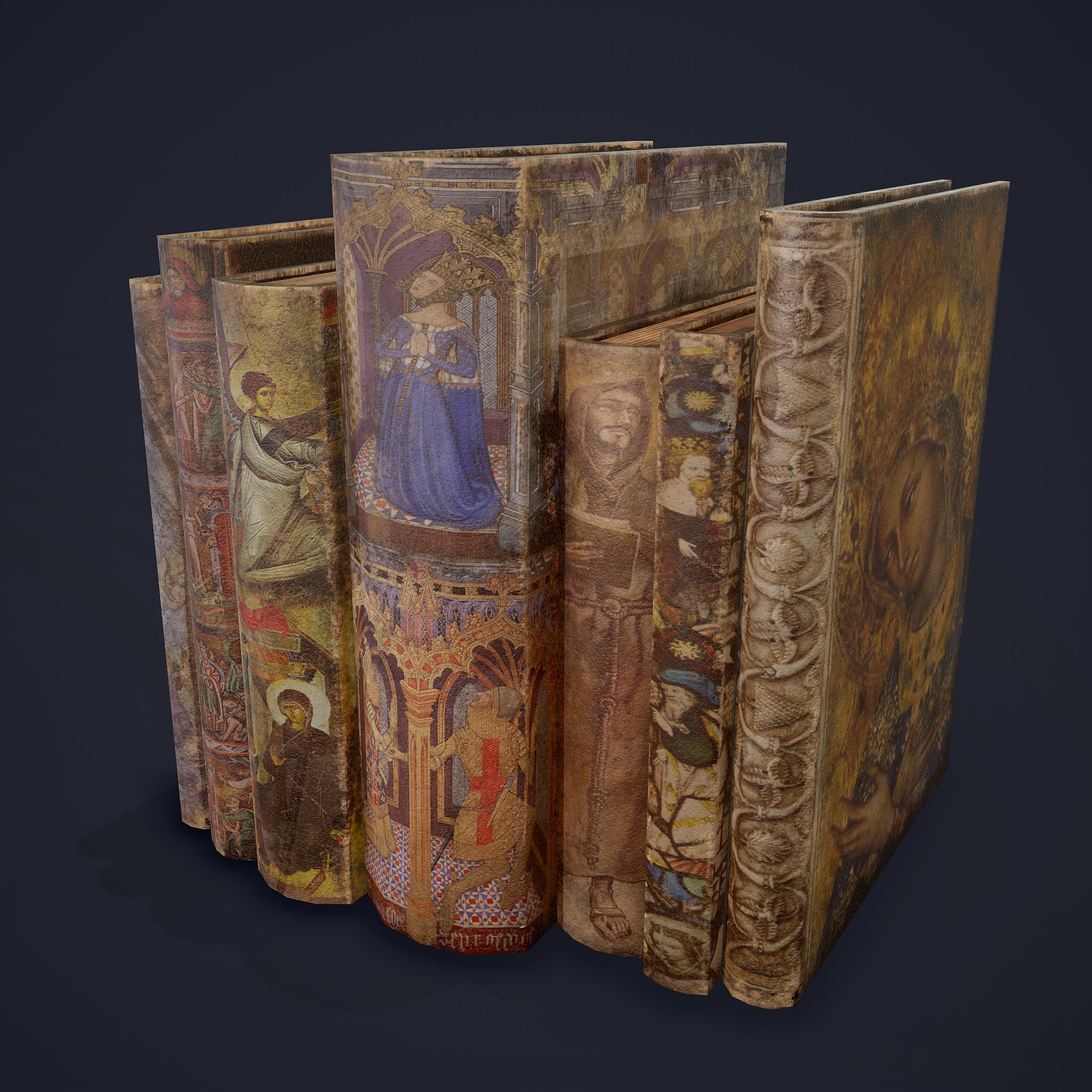 Medieval Books Row 3 Design 2 - 3D Model by Get Dead Entertainment