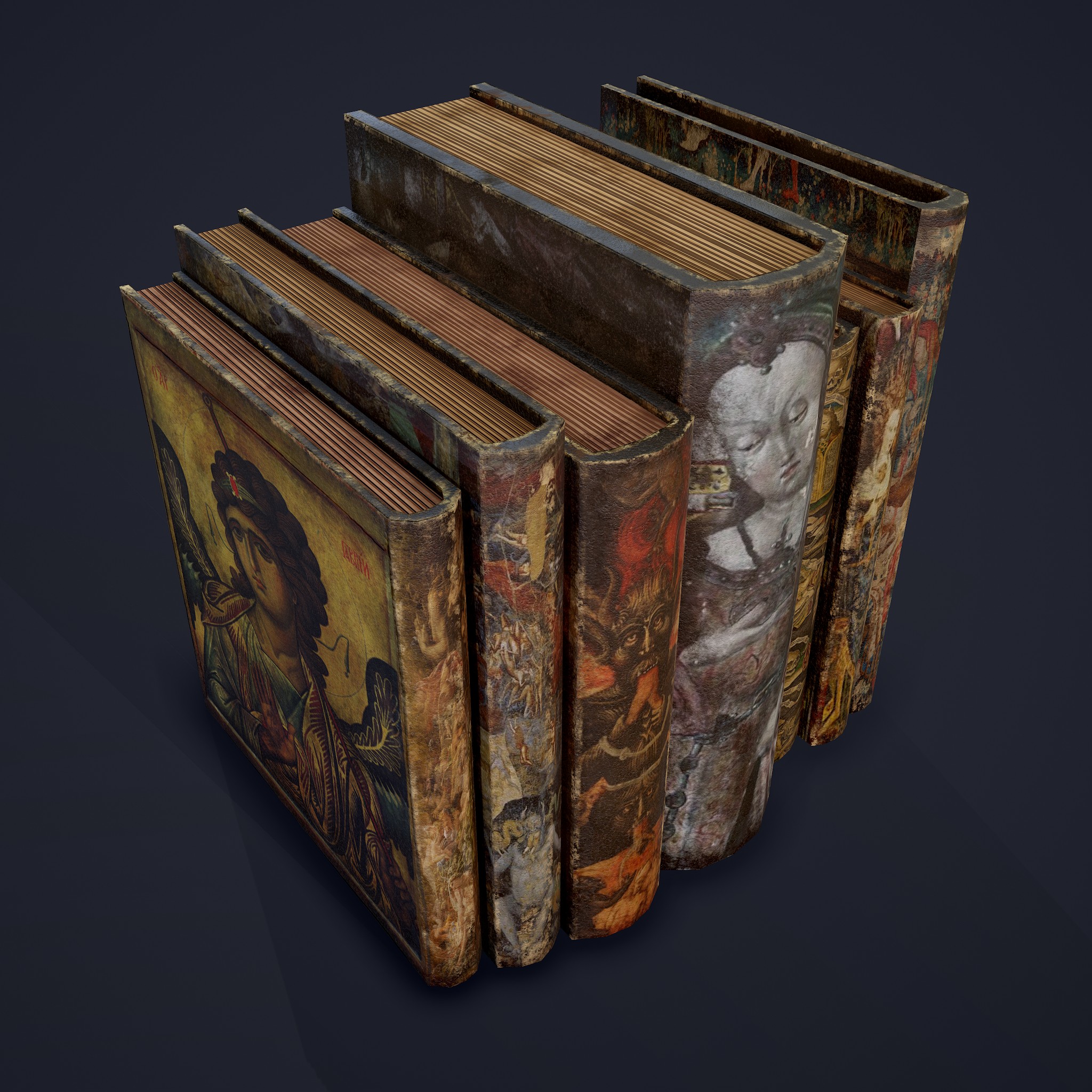Medieval Books Row 3 Design 3 - 3D Model by Get Dead Entertainment
