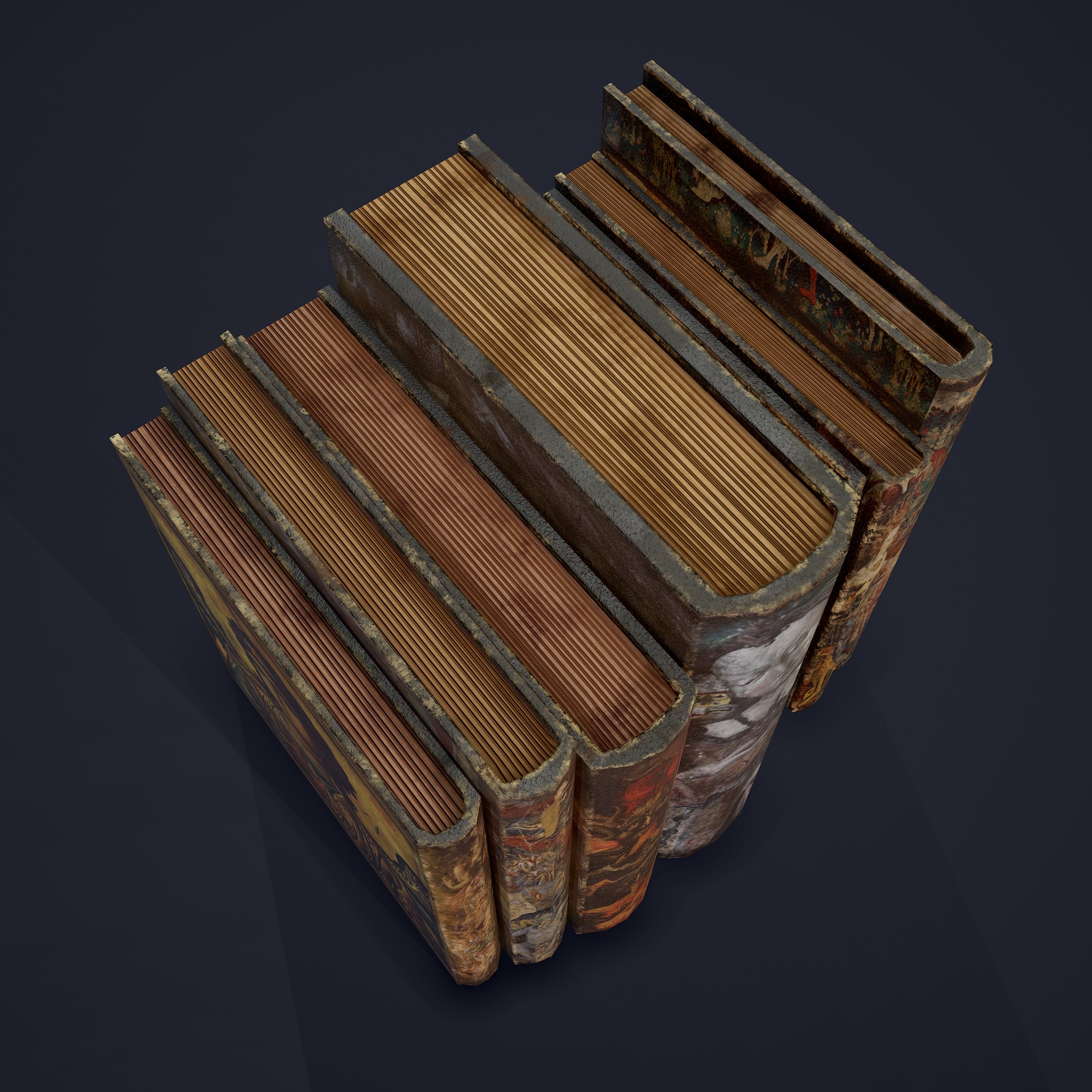 Medieval Books Row 3 Design 3 - 3D Model by Get Dead Entertainment