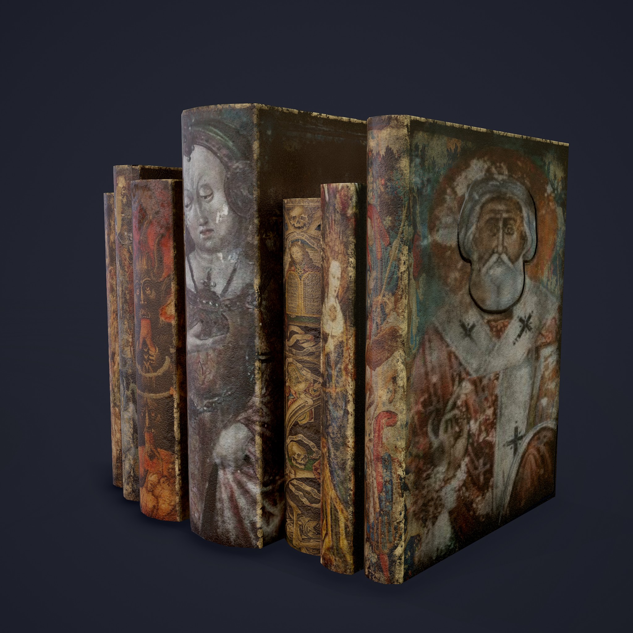 Medieval Books Row 3 Design 3 - 3D Model by Get Dead Entertainment