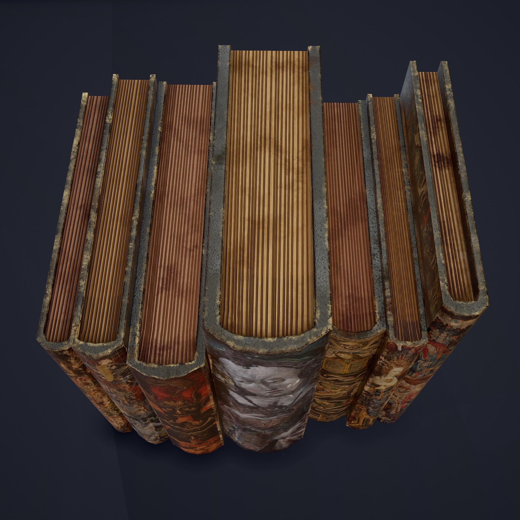 Medieval Books Row 3 Design 3 - 3D Model by Get Dead Entertainment
