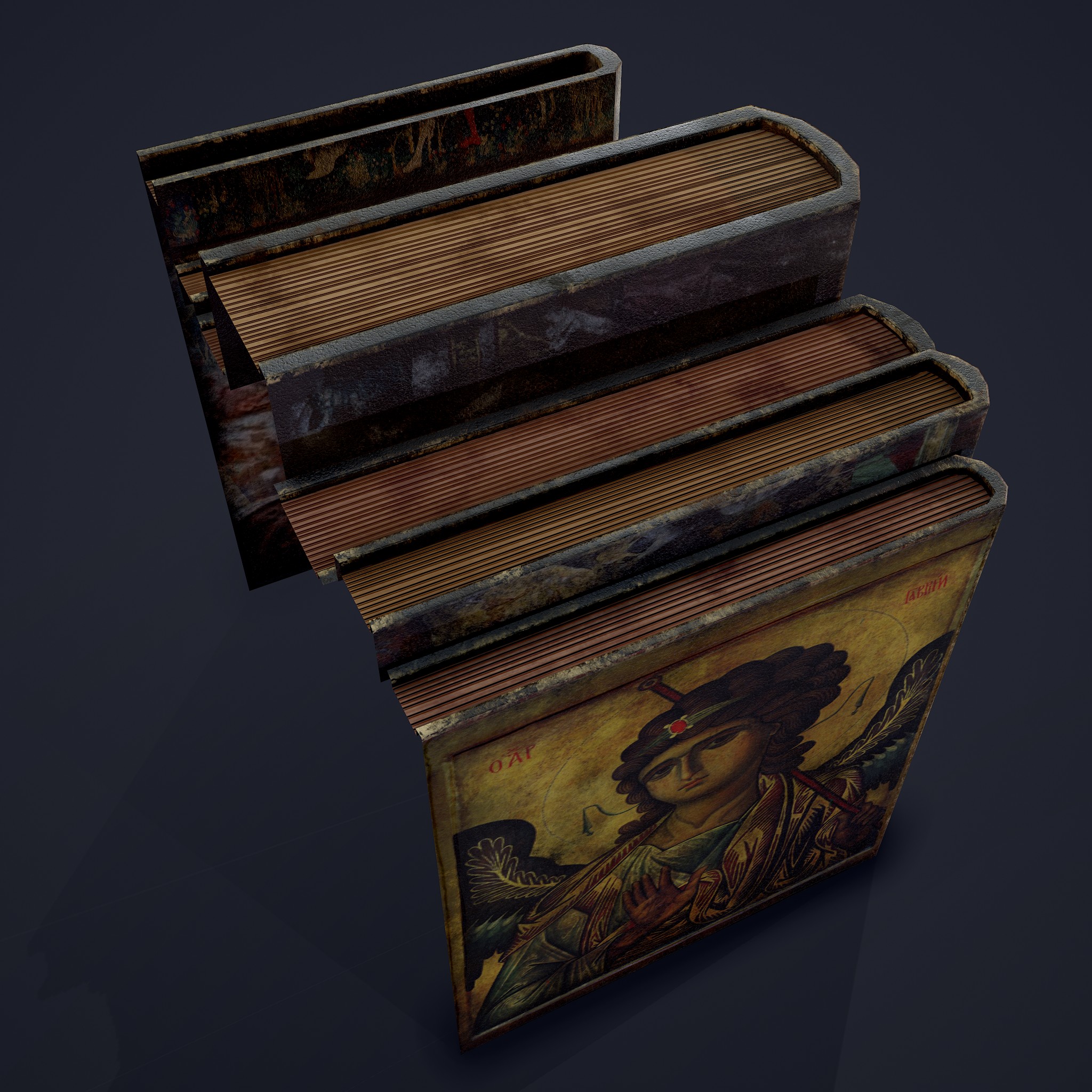 Medieval Books Row 3 Design 3 - 3D Model by Get Dead Entertainment