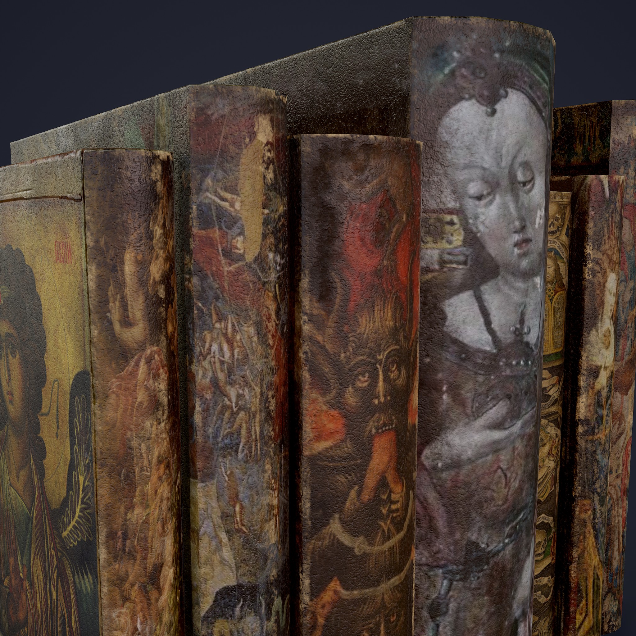Medieval Books Row 3 Design 3 - 3D Model by Get Dead Entertainment