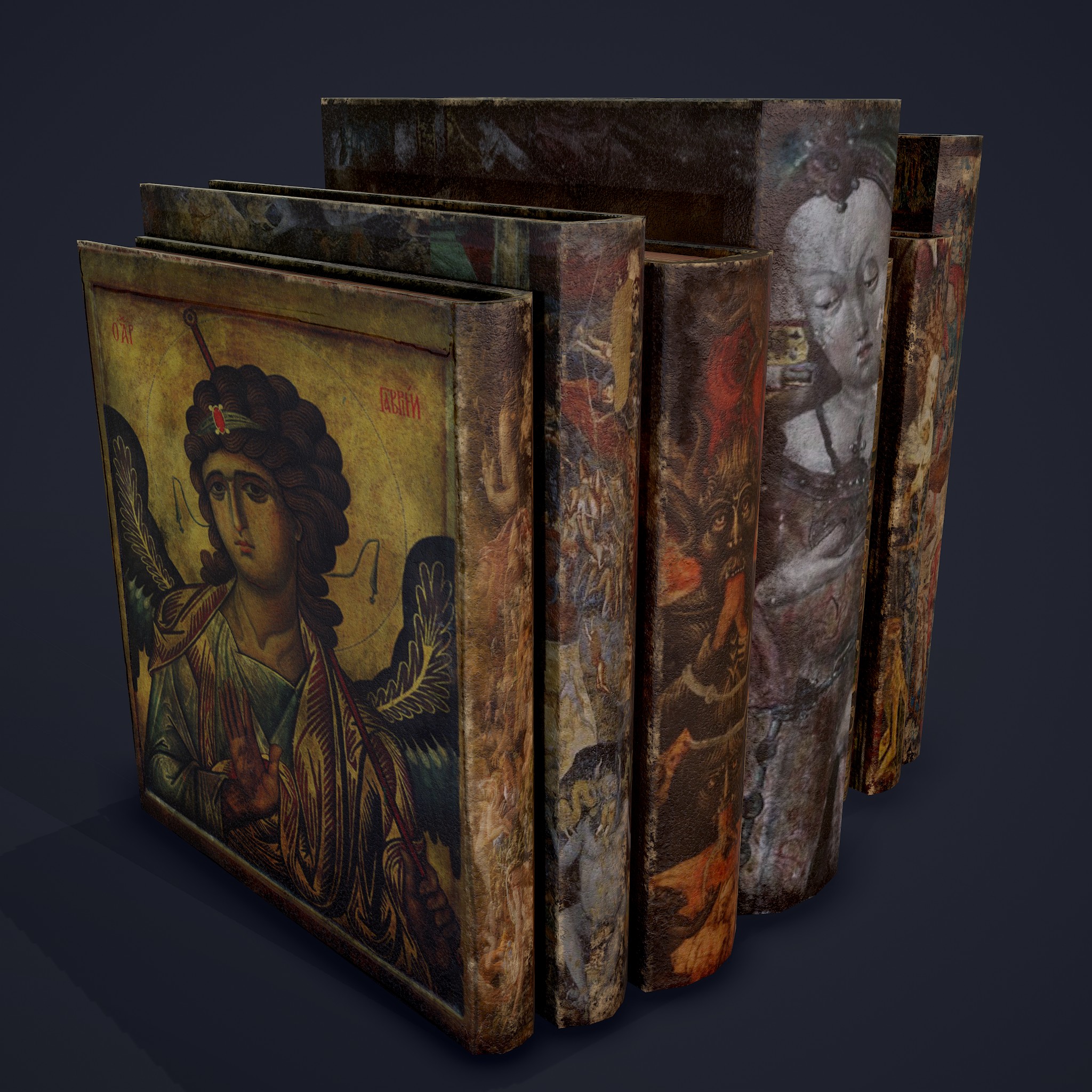 Medieval Books Row 3 Design 3 - 3D Model by Get Dead Entertainment