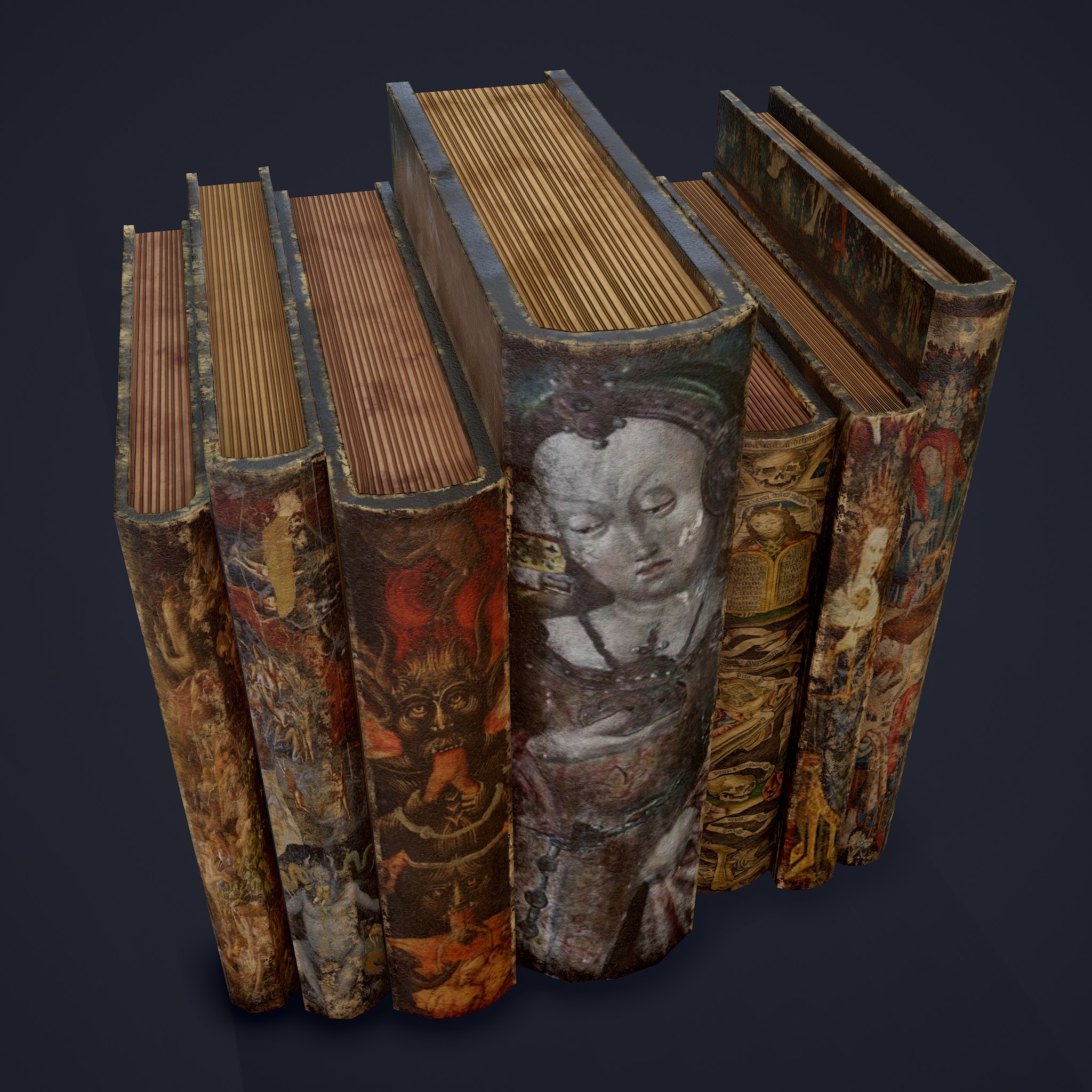 Medieval Books Row 3 Design 3 - 3D Model by Get Dead Entertainment