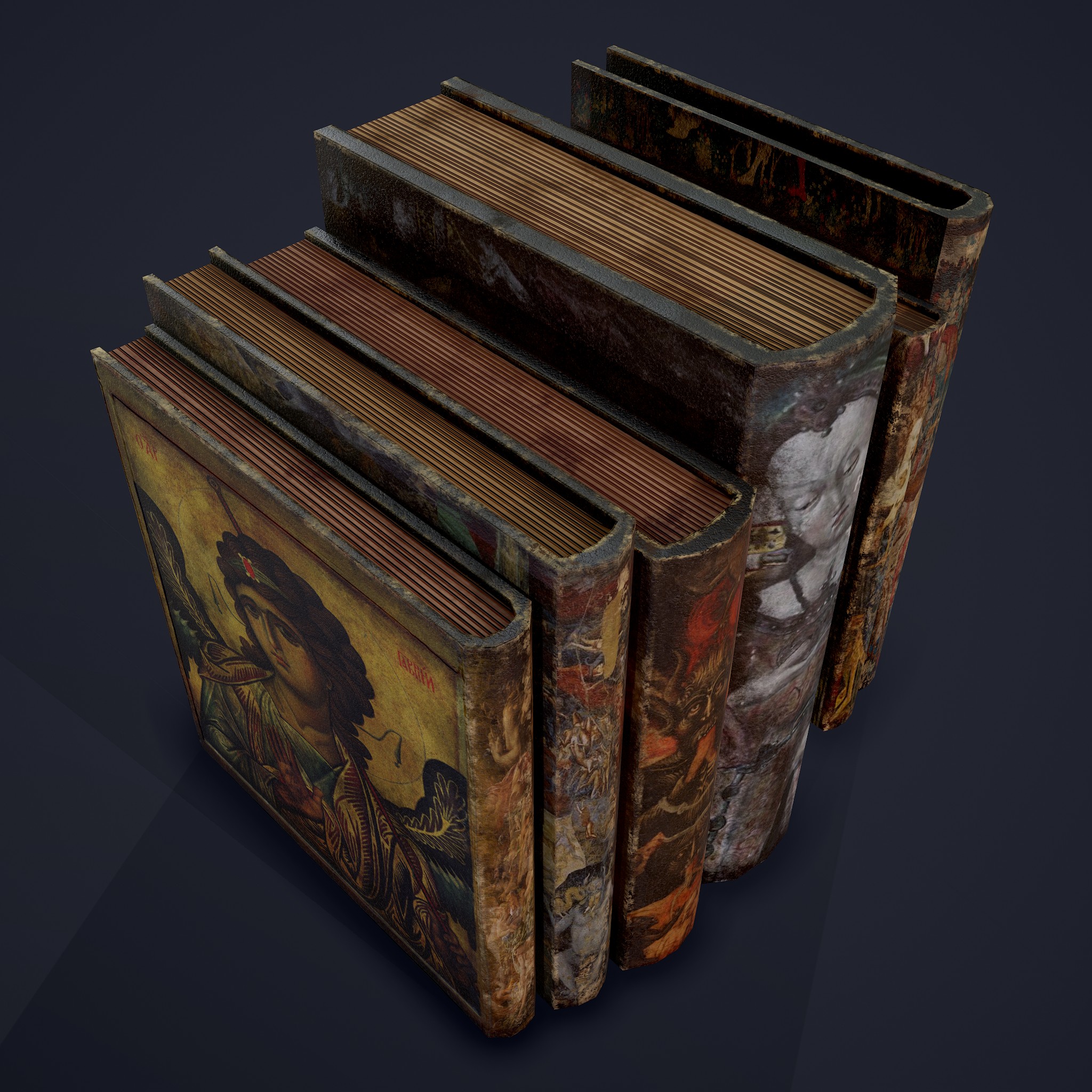 Medieval Books Row 3 Design 3 - 3D Model by Get Dead Entertainment