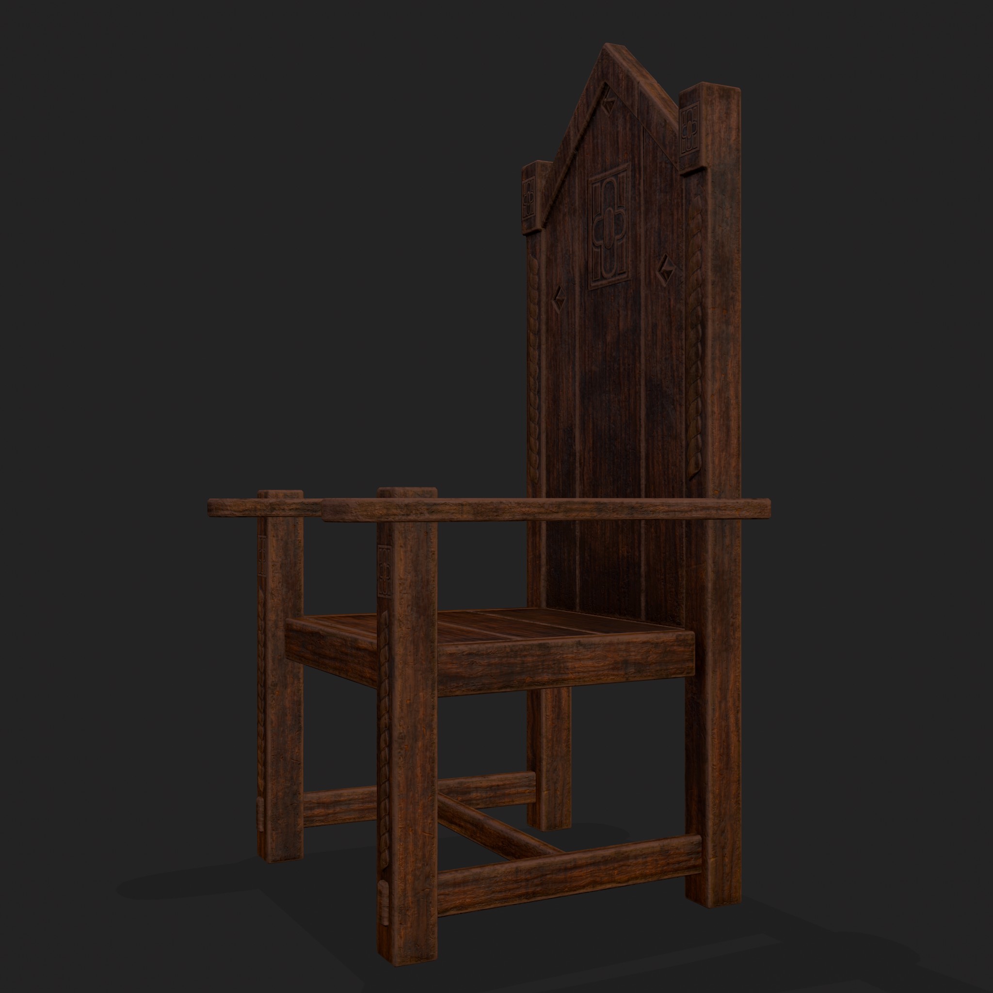 Medieval Carved Wood Chair - 3D Model by Get Dead Entertainment