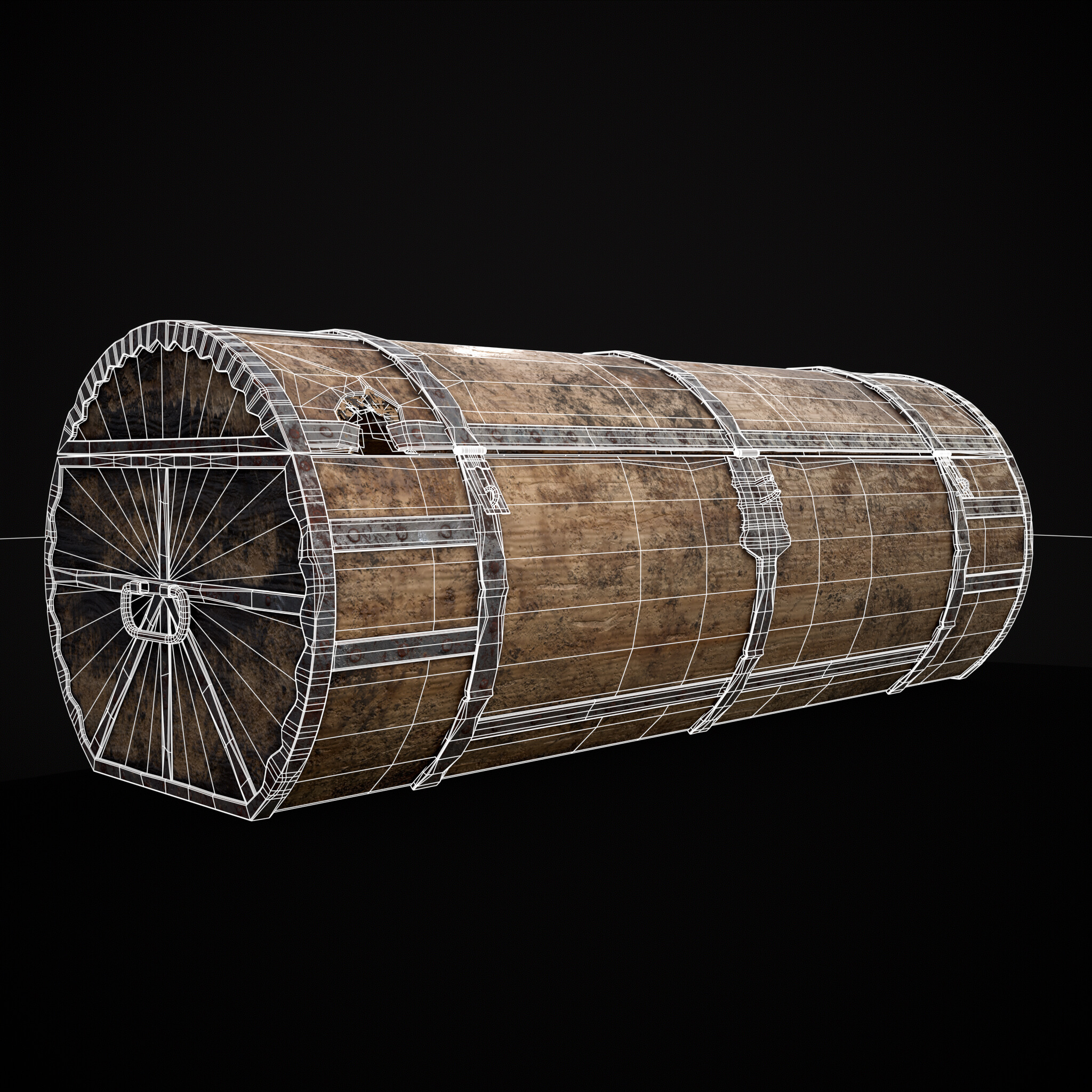 Medieval Cylindrical Chest - 3D Model by Get Dead Entertainment