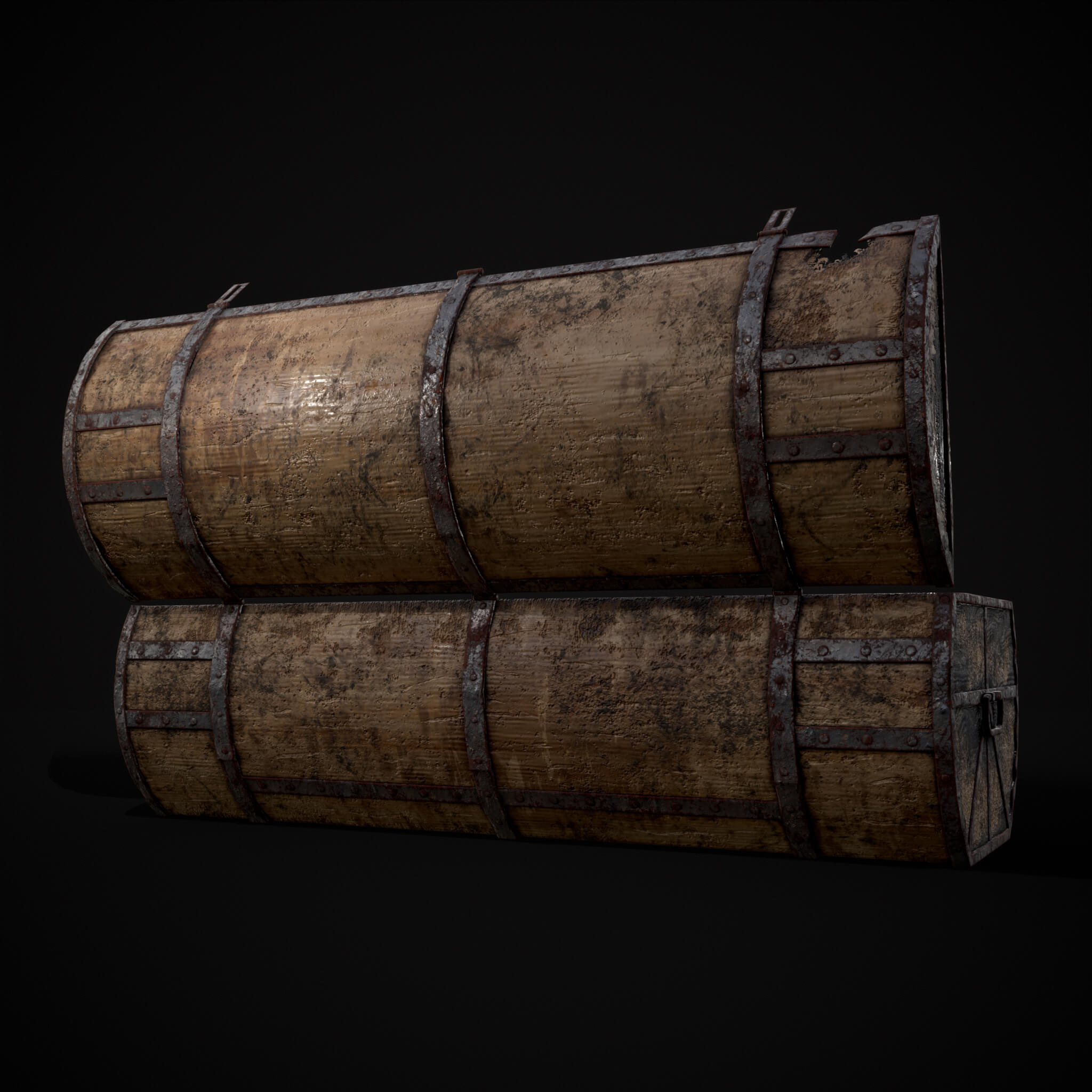Medieval Cylindrical Chest - 3D Model by Get Dead Entertainment