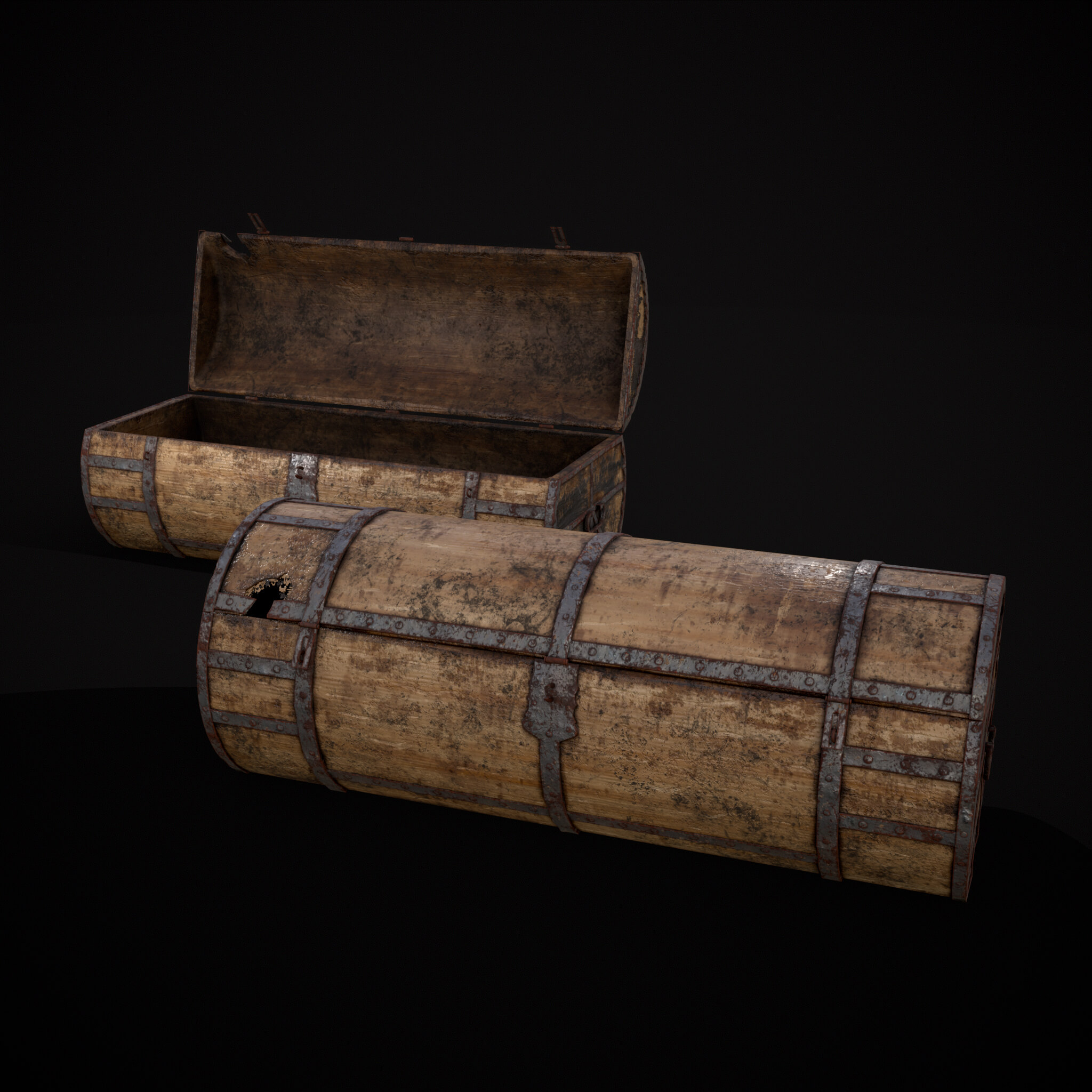 Medieval Cylindrical Chest - 3D Model by Get Dead Entertainment