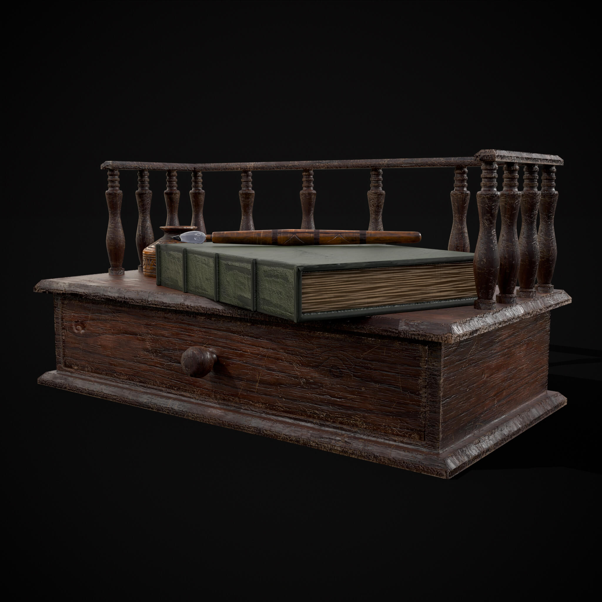 Medieval Drawer Bookshelf - 3D Model by Get Dead Entertainment