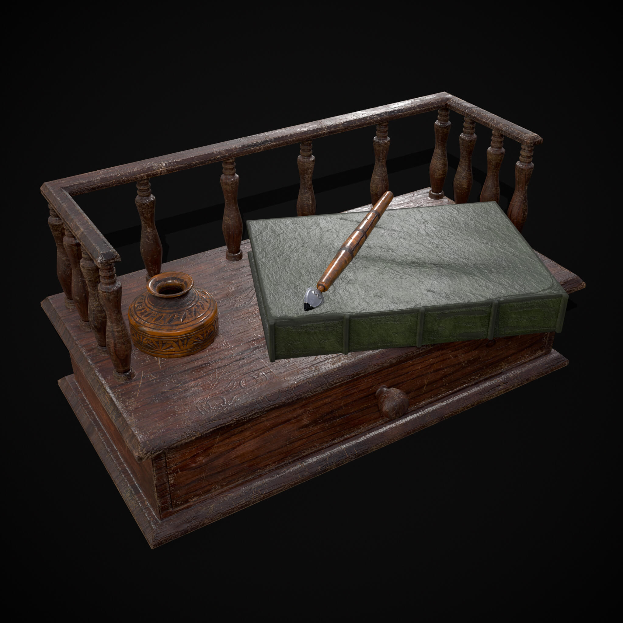 Medieval Drawer Bookshelf - 3D Model by Get Dead Entertainment