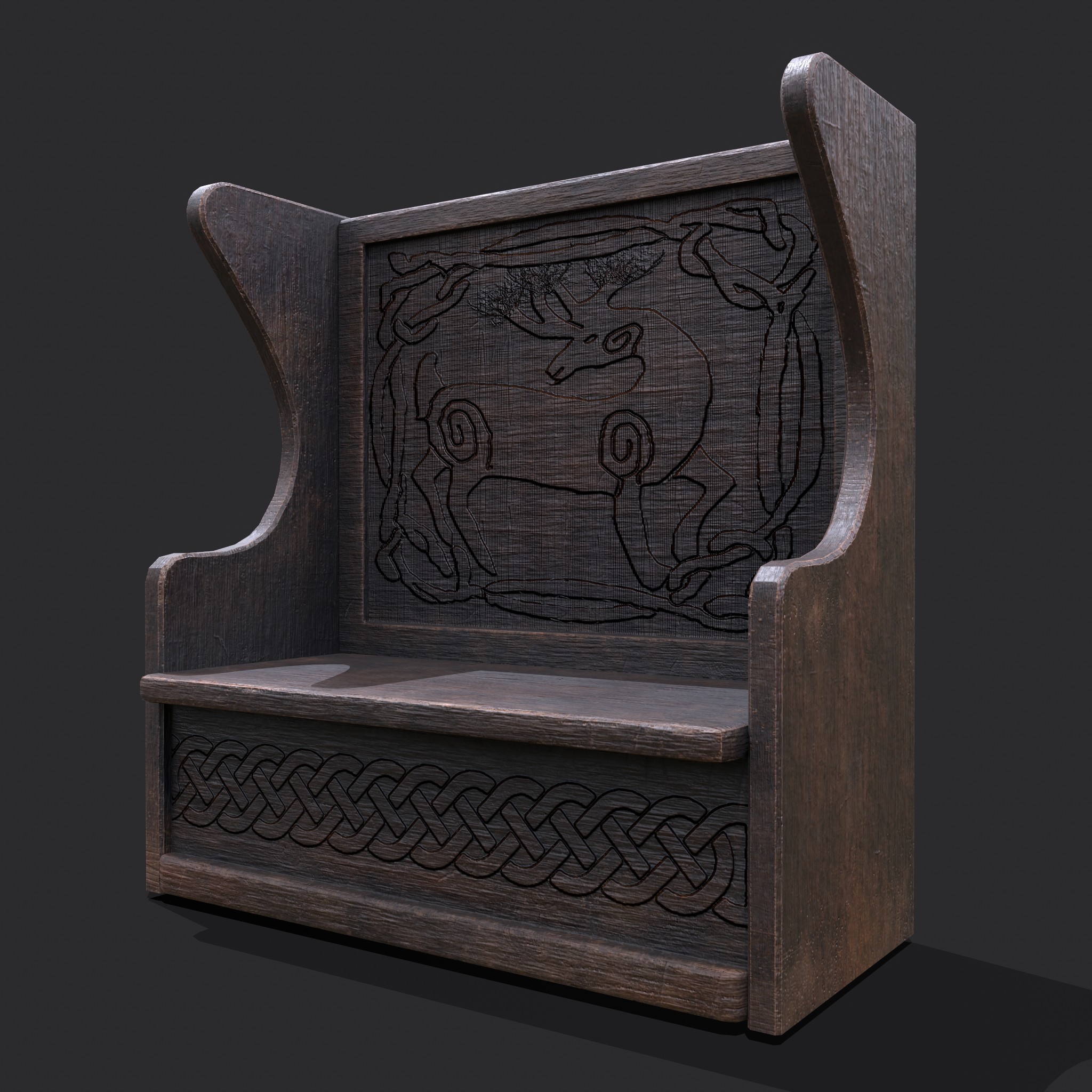 Medieval Elegant Deer Bench - 3D Model by Get Dead Entertainment