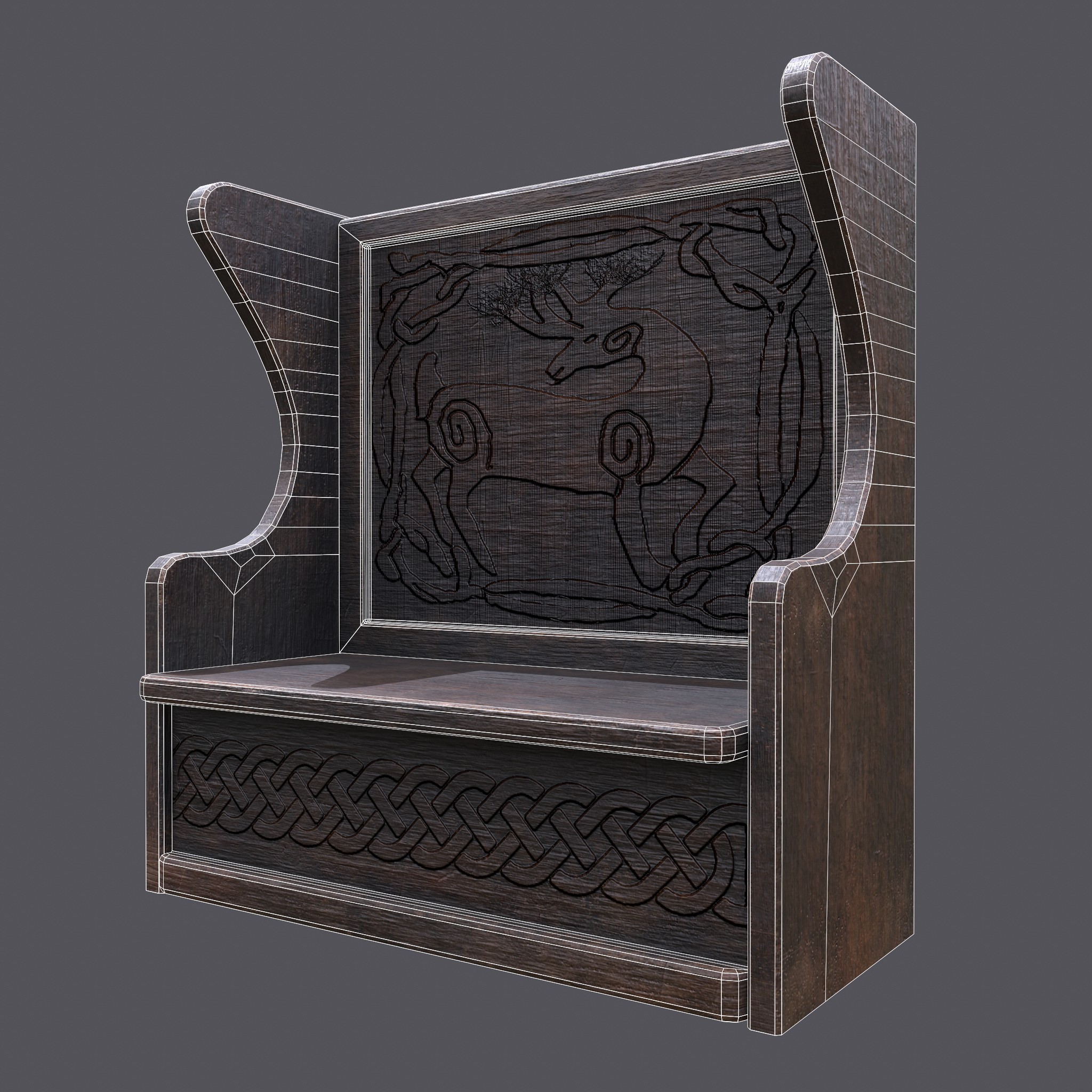 Medieval Elegant Deer Bench - 3D Model by Get Dead Entertainment