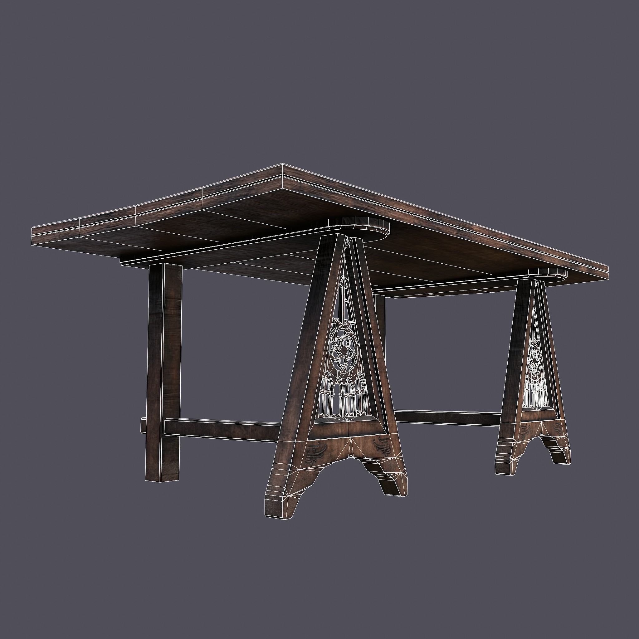Medieval Elegant Fan Leg Table - 3D Model by Get Dead Entertainment