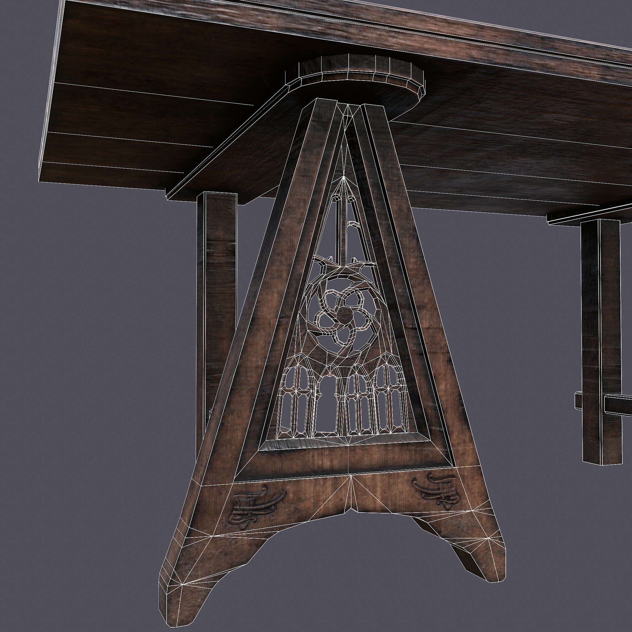 Medieval Elegant Fan Leg Table - 3D Model by Get Dead Entertainment