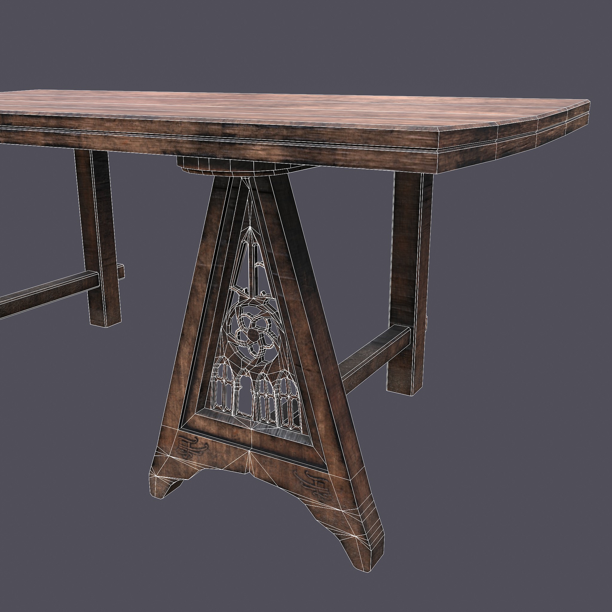 Medieval Elegant Fan Leg Table - 3D Model by Get Dead Entertainment