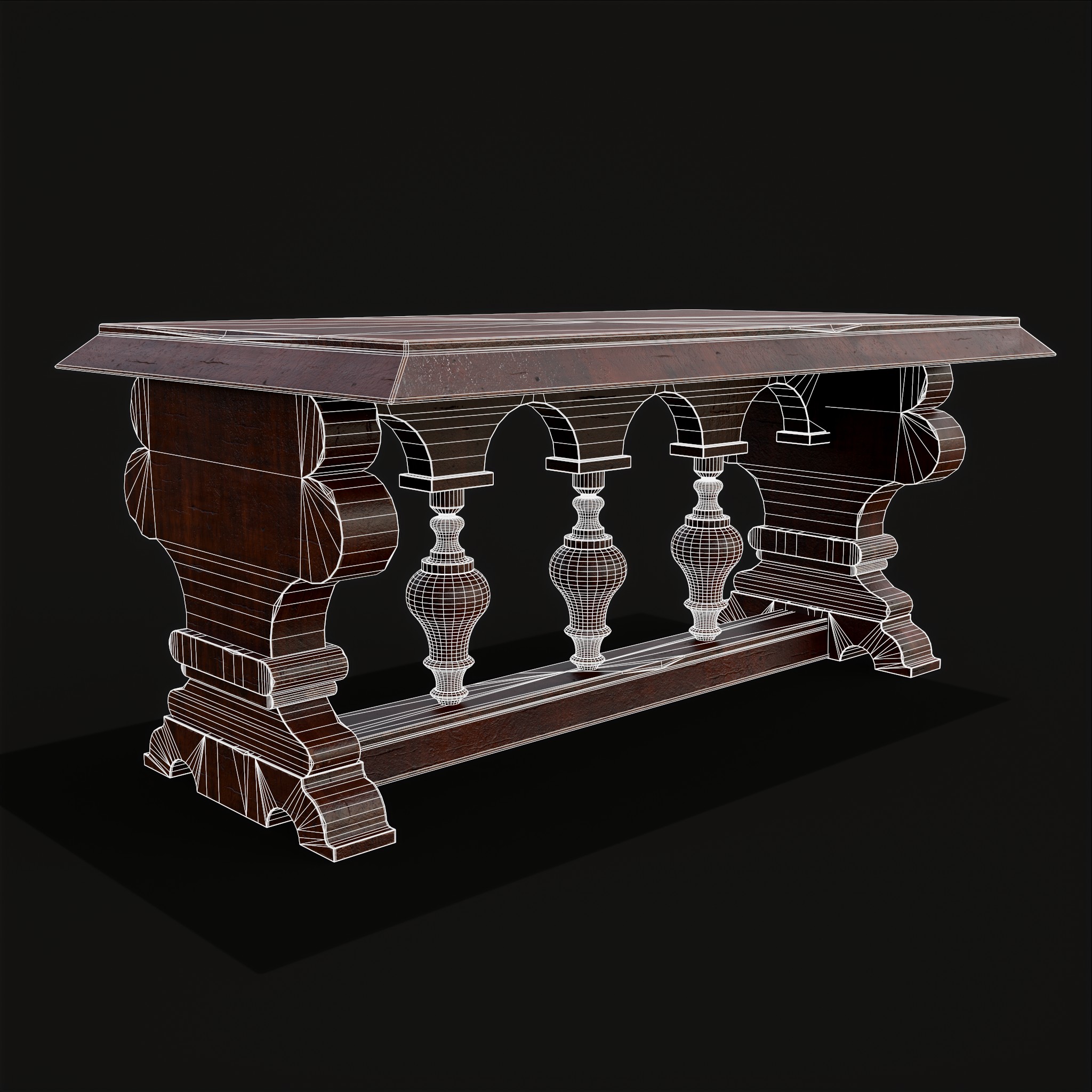 Medieval Elegant Rectangle Table - 3D Model by Get Dead Entertainment