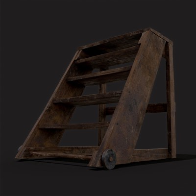 Medieval Five Step Ladder With Wheels - 3D Model by Get Dead Entertainment