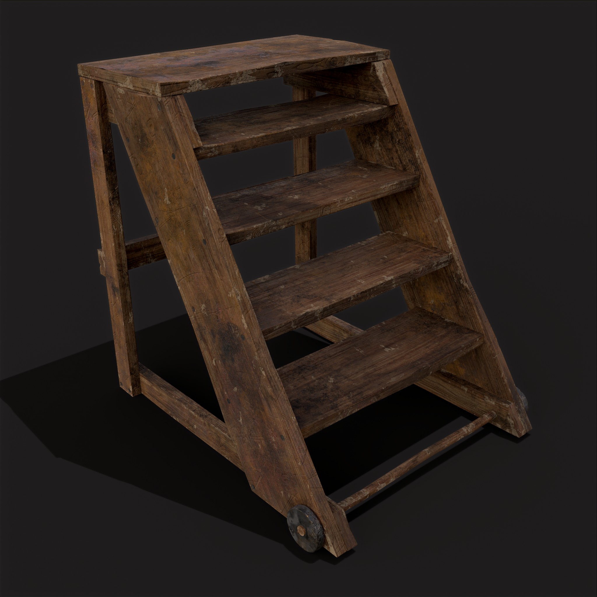 Medieval Five Step Ladder With Wheels - 3D Model by Get Dead Entertainment