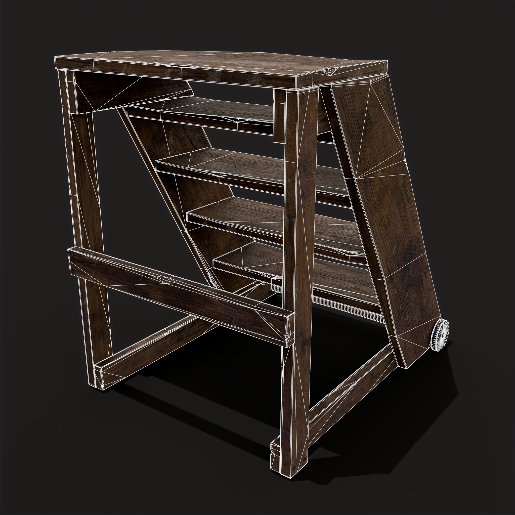 Medieval Five Step Ladder With Wheels - 3D Model by Get Dead Entertainment