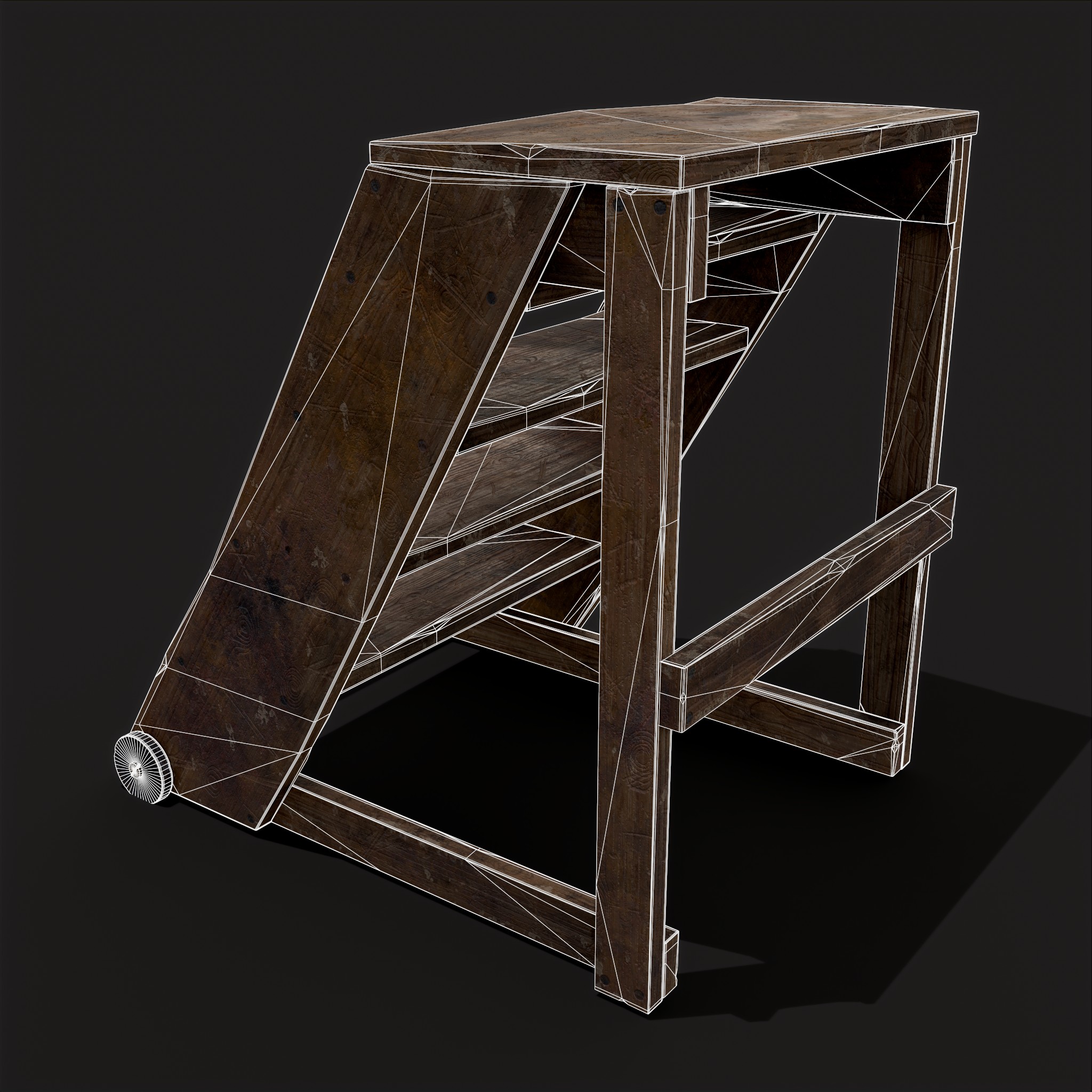 Medieval Five Step Ladder With Wheels - 3D Model by Get Dead Entertainment