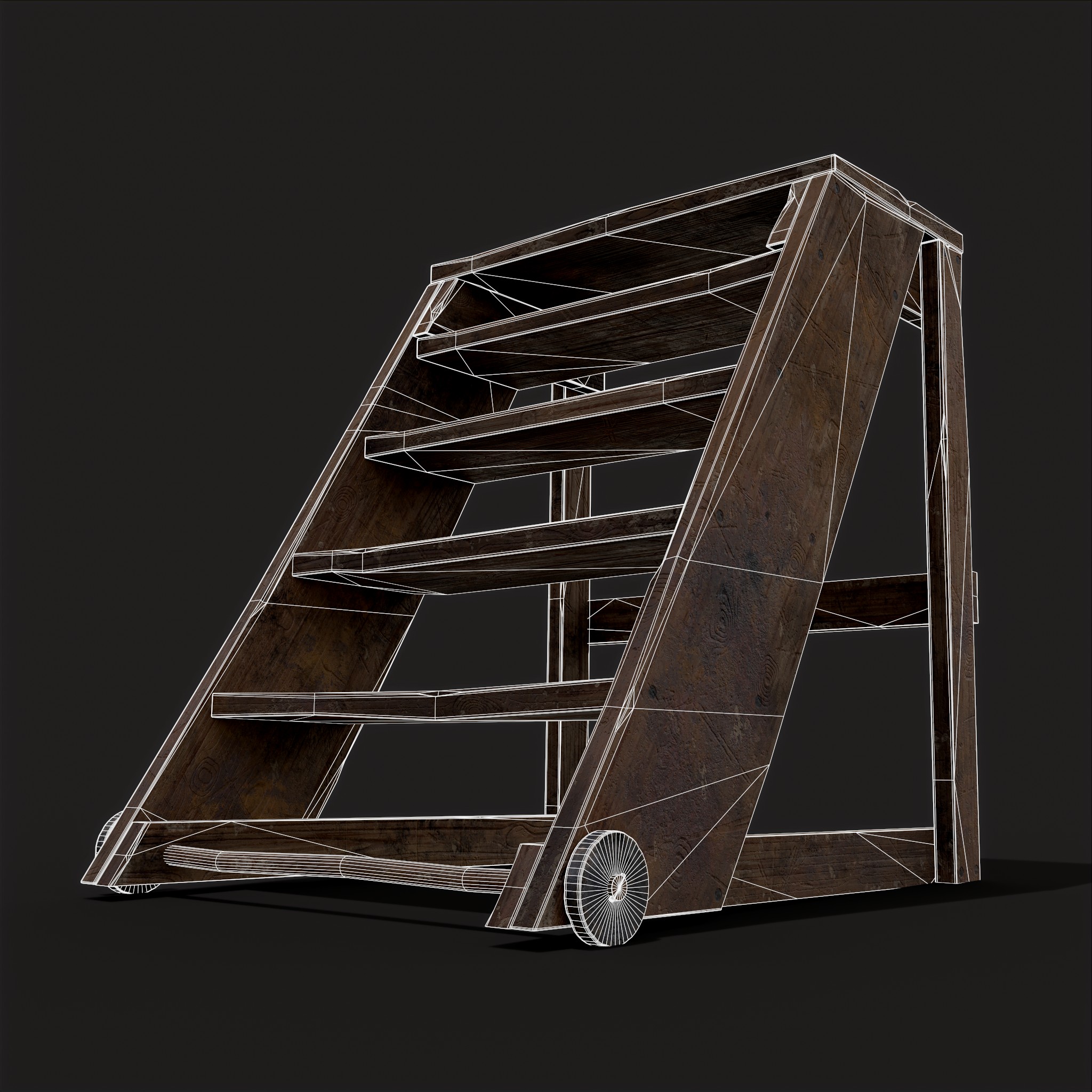 Medieval Five Step Ladder With Wheels - 3D Model by Get Dead Entertainment