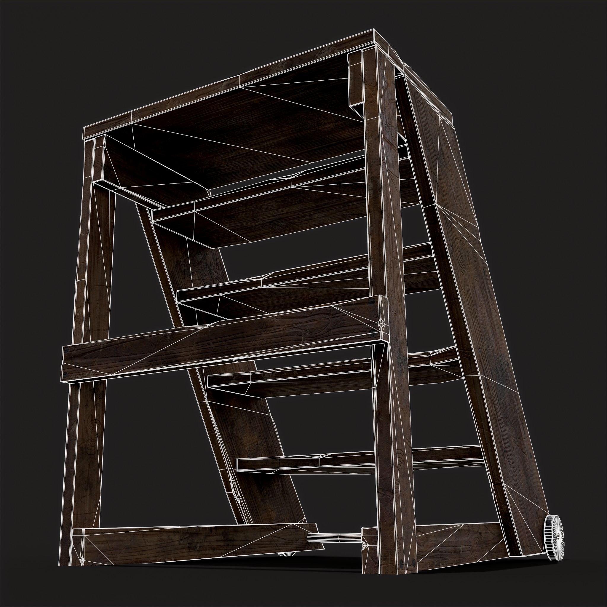 Medieval Five Step Ladder With Wheels - 3D Model by Get Dead Entertainment